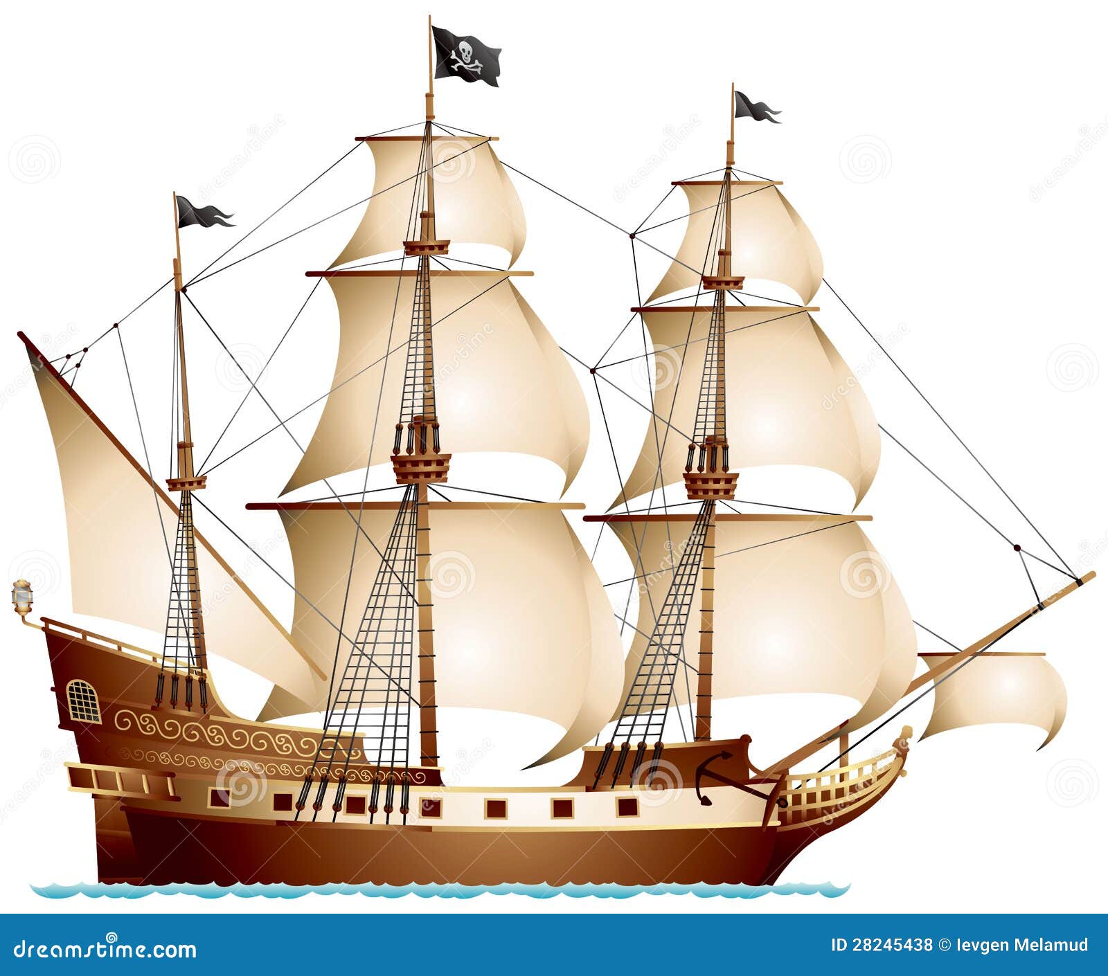 Navio de pirata ilustração do vetor. Ilustração de navio - 28245438