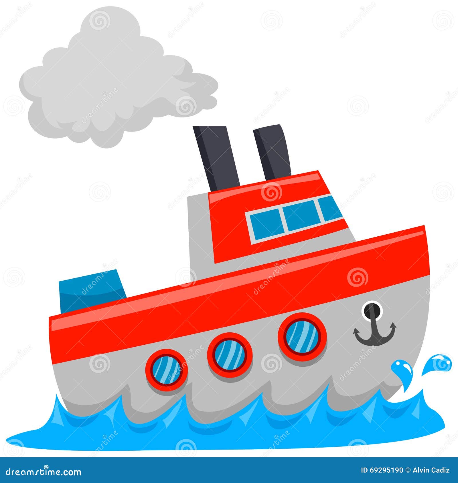 Navio no mar ilustração do vetor. Ilustração de curso - 69295190