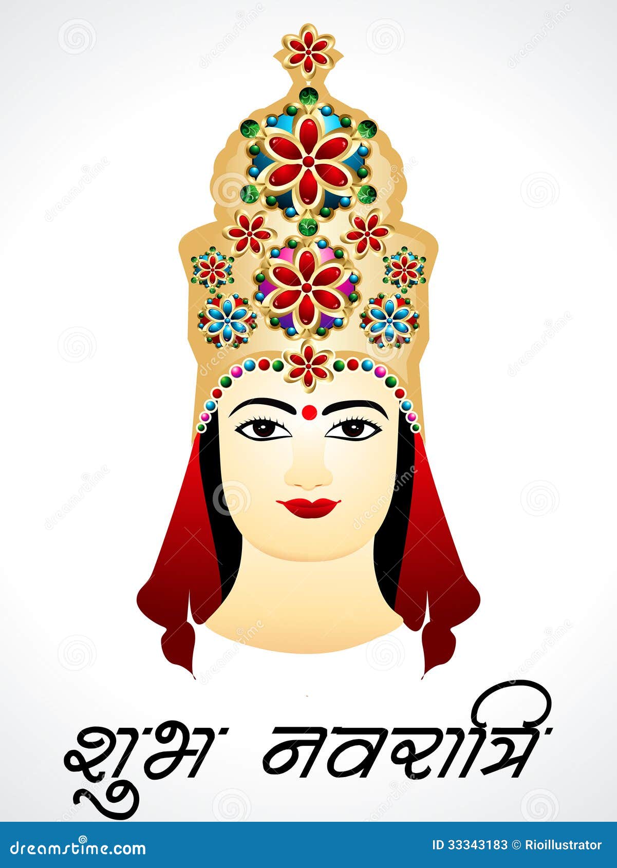 Navratri Card Design with Devi G Stock Vector - Illustration of drawn ...