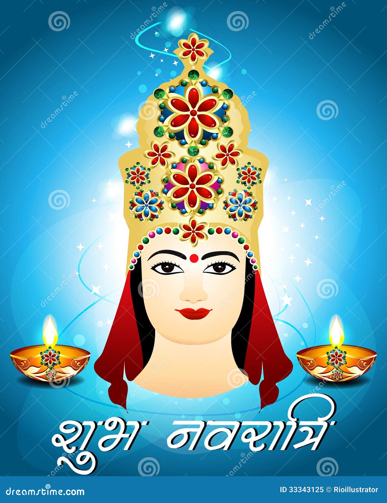 Navratri Card Design stock vector. Illustration of goddess - 33343125