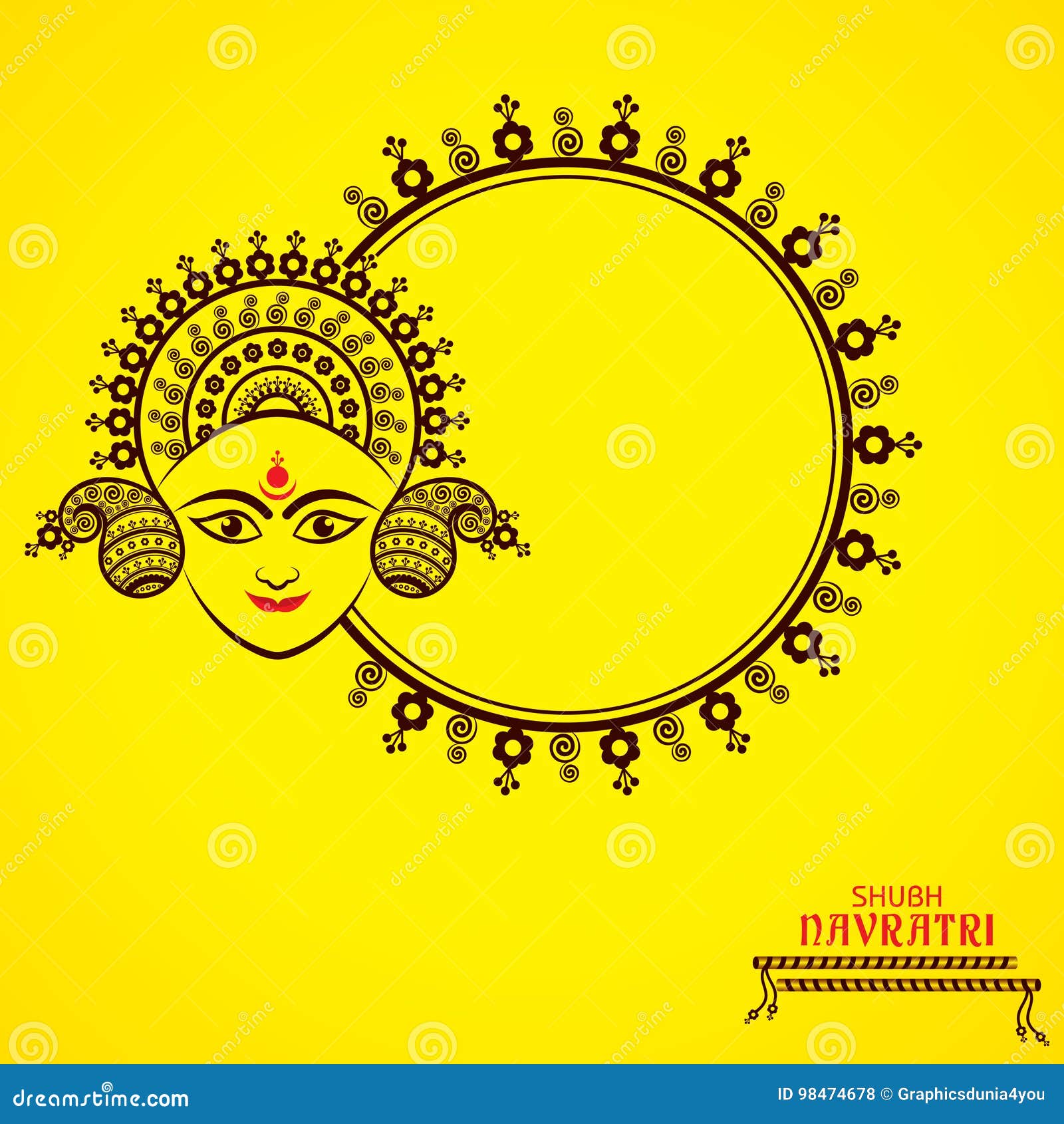 Navratri Utsav Greeting Card Stock Vector - Illustration of hindu ...
