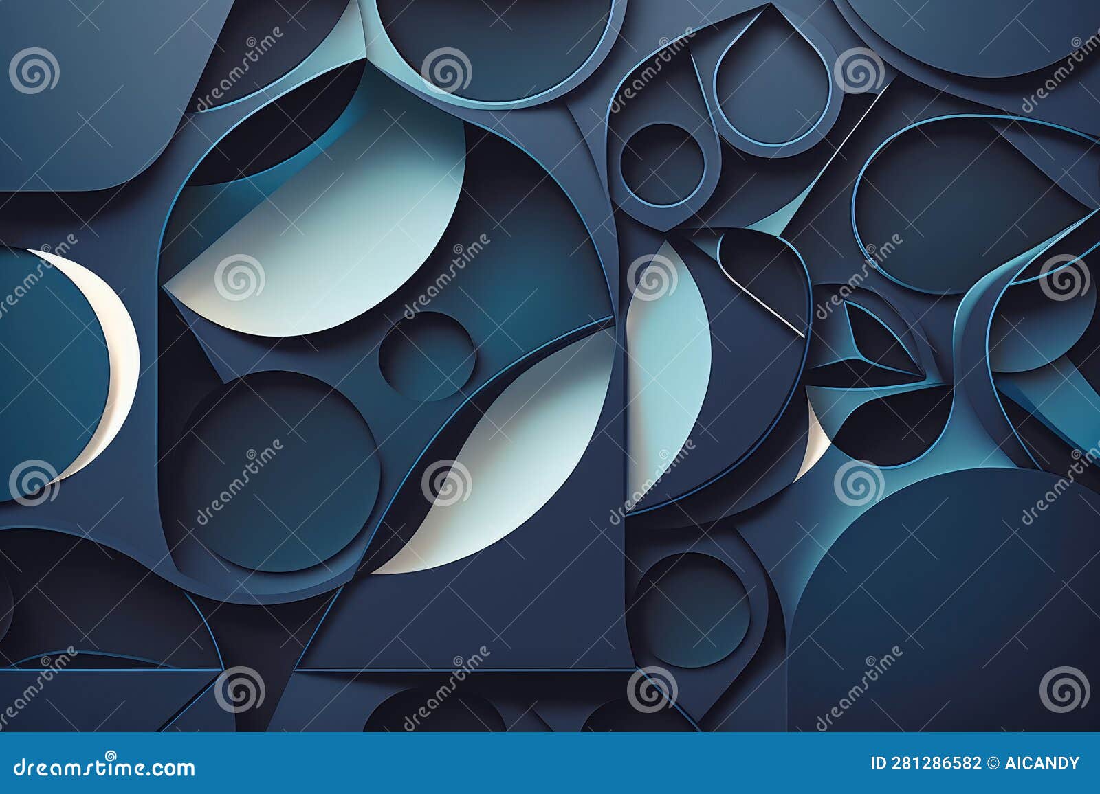 Navy Blue Abstract Design with Interlocking Shapes Stock Illustration ...