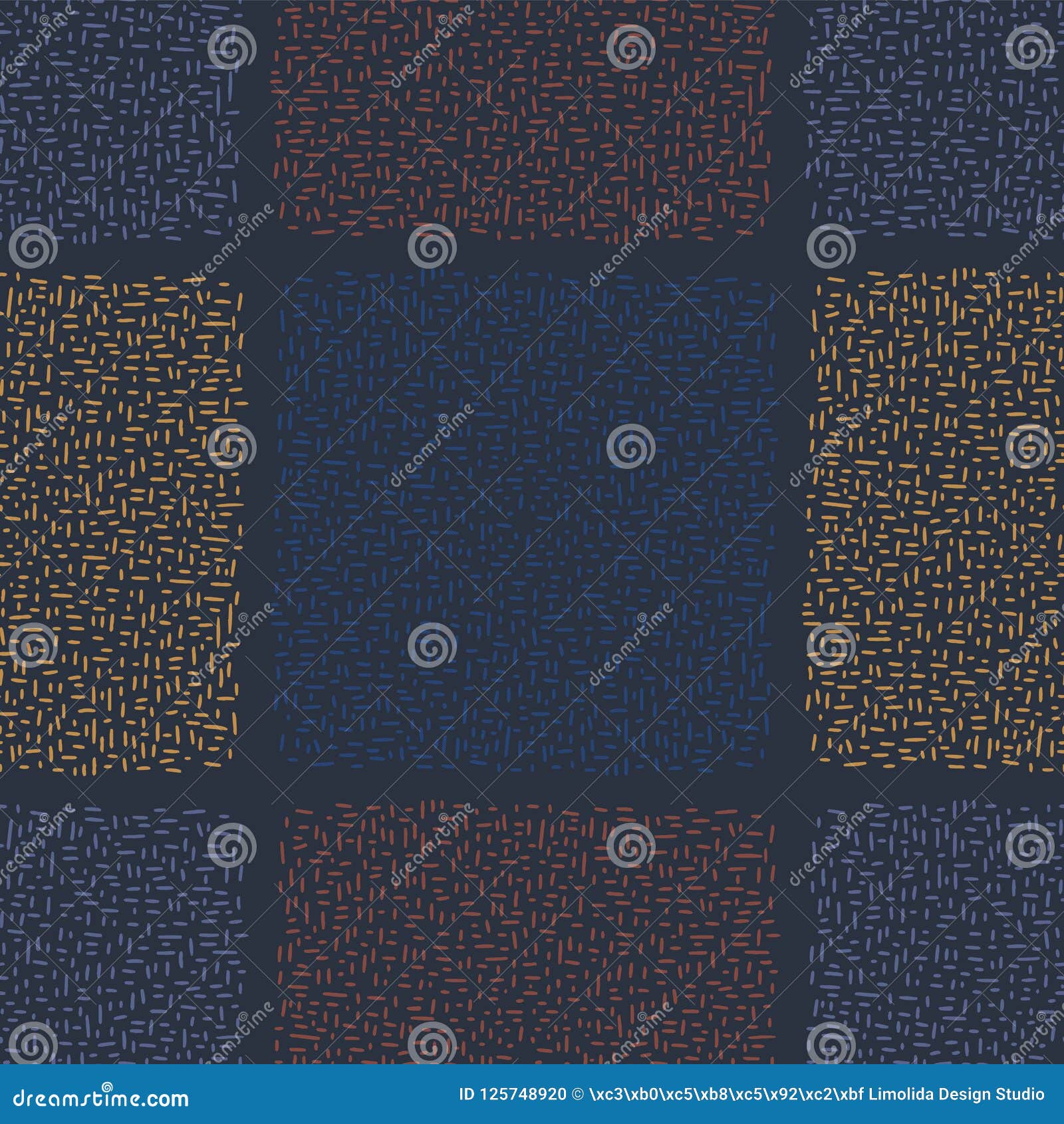 Navy Blue Abstract Geo Doodle Square Grid Stock Vector - Illustration ...