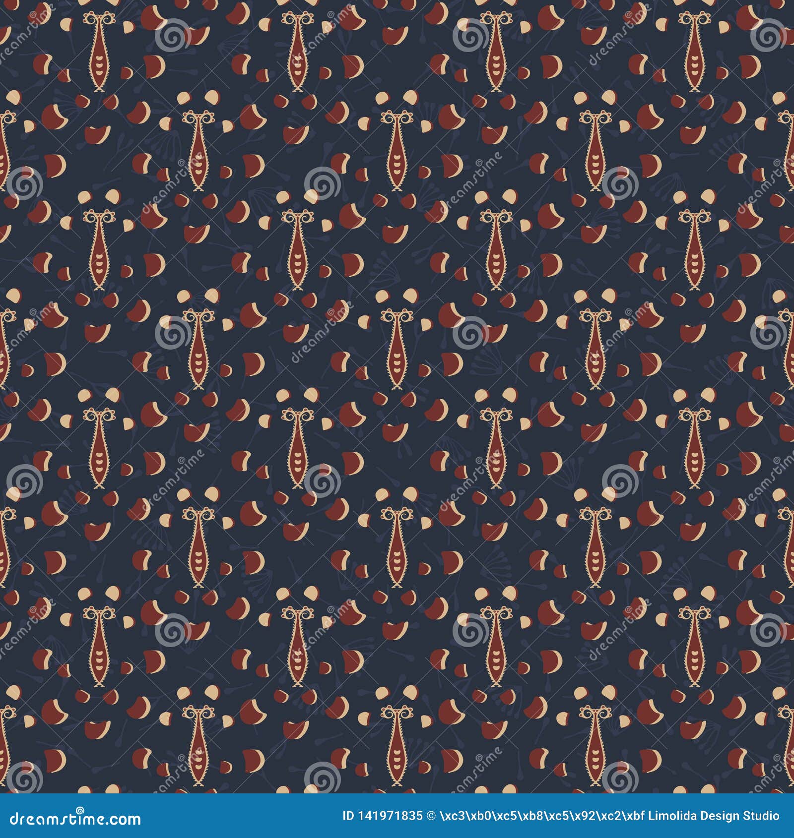 Navy Blue Abstract Texture Seamless Vector Pattern, Hand Drawn ...