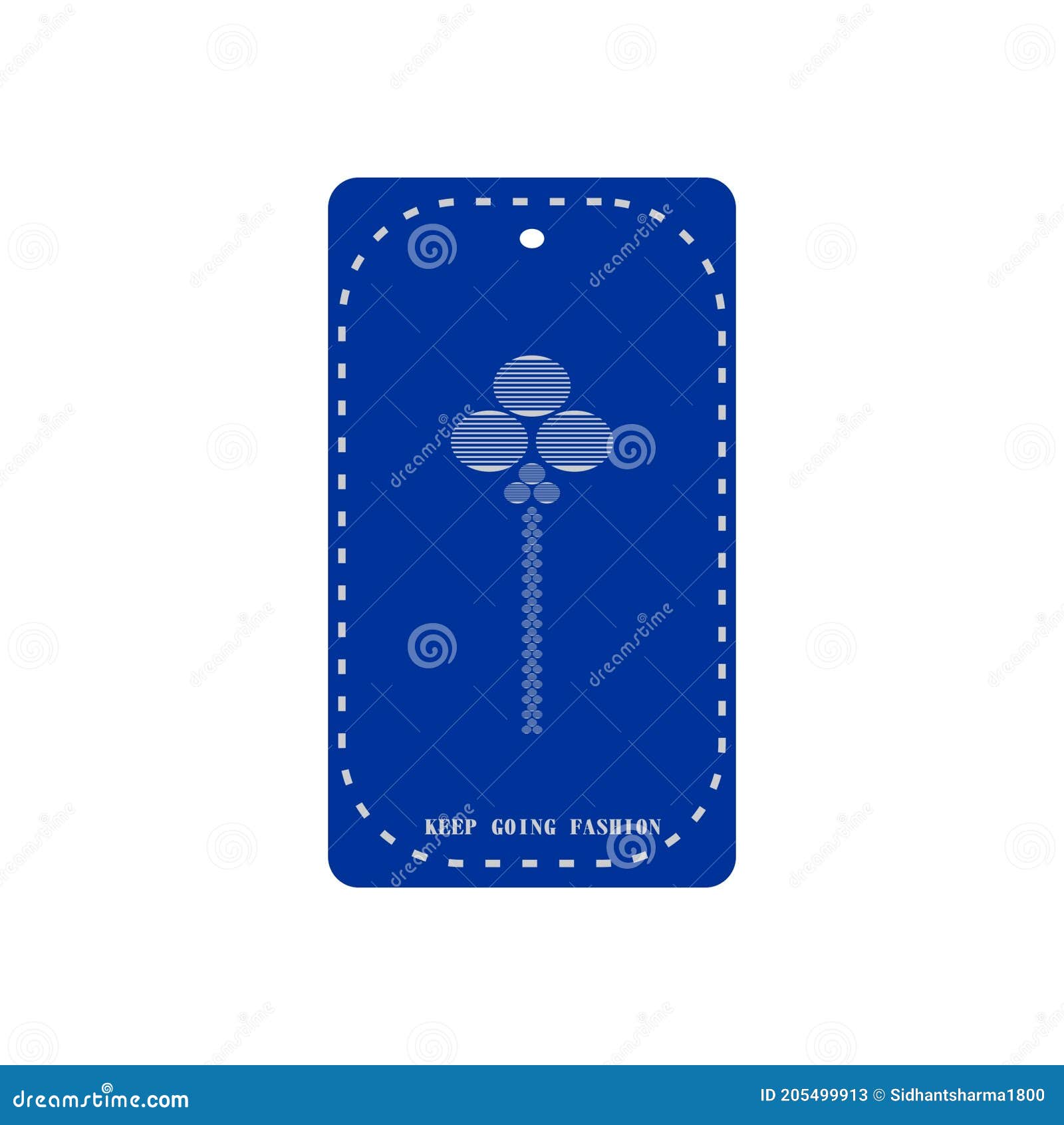 Navy Blue Background Sky Color Design Work on Clothing Tag with Slogan ...