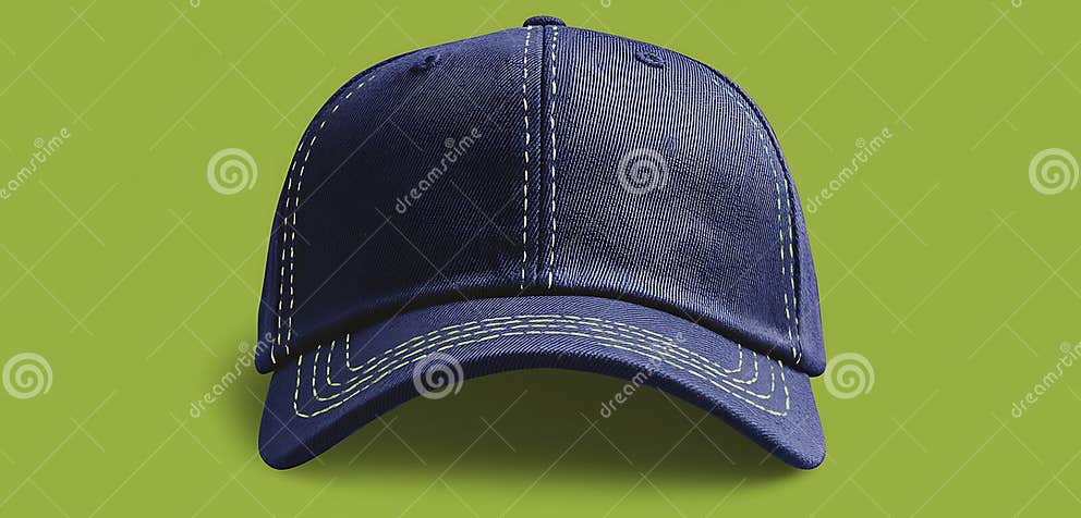 Navy Blue Baseball Cap Front View with Vivid Stitching Details Stock ...