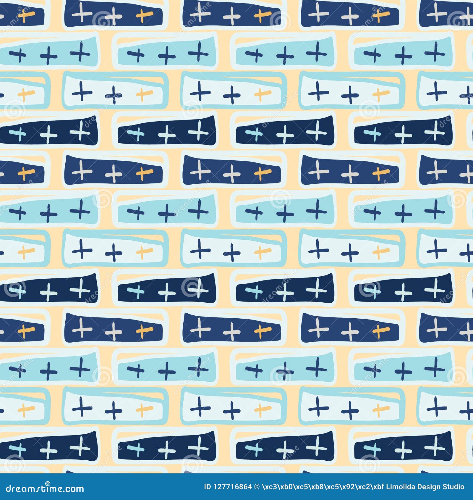 Navy Blue Crosses Abstract Seamless Vector Pattern Stock Vector ...
