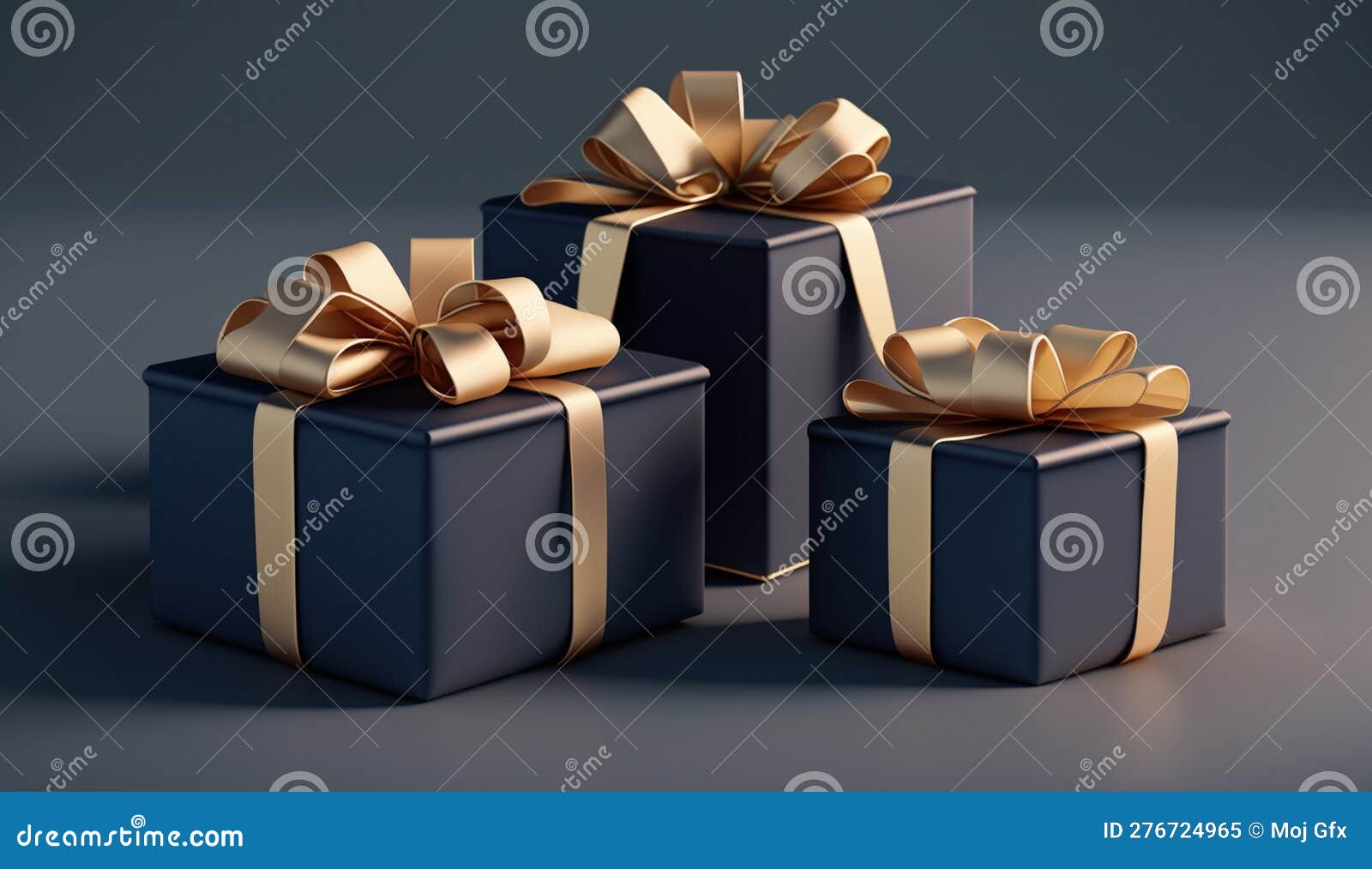 Navy Blue Gift Boxes Tied with Beige Ribbon on a Navy Blue Background ...