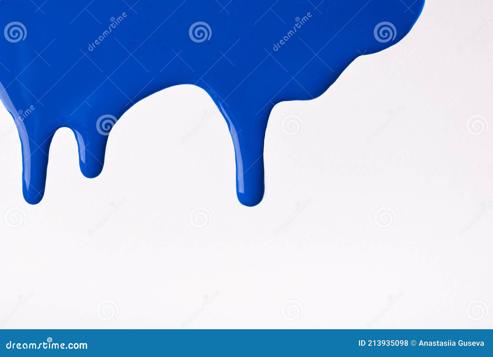 Navy Blue Liquid Drops of Paint Color Flow Down on Isolated White ...