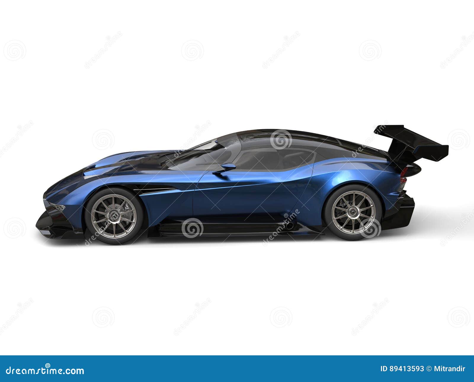 Navy Blue Metallic Awesome Super Car - Side View Stock Illustration ...