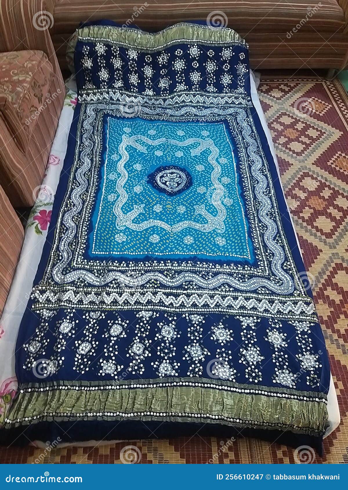 Navy Blue Mukesh Work Shawl Stock Image - Image of blue, window: 256610247