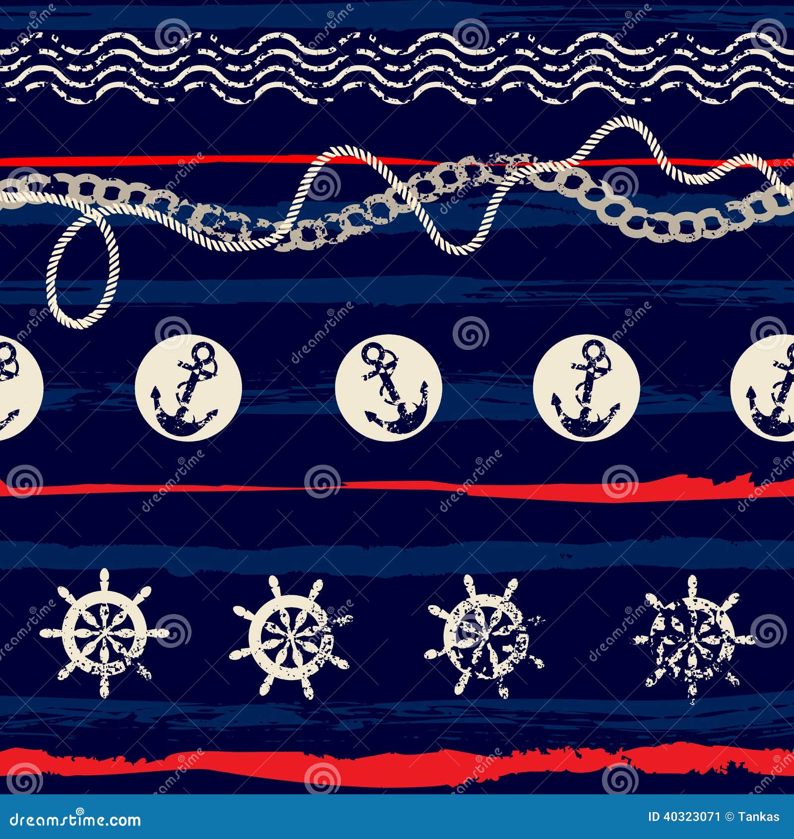 Navy Blue Pattern in Marine Style. Stock Vector - Illustration of curve ...