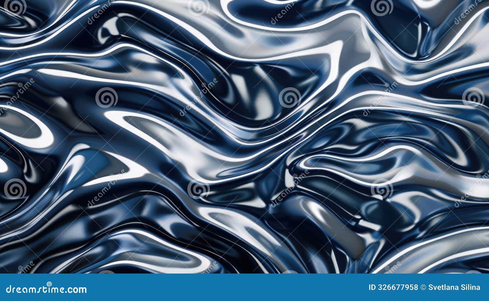 Navy Blue and Silver Abstract Pattern with Wave-like Forms, Smooth ...