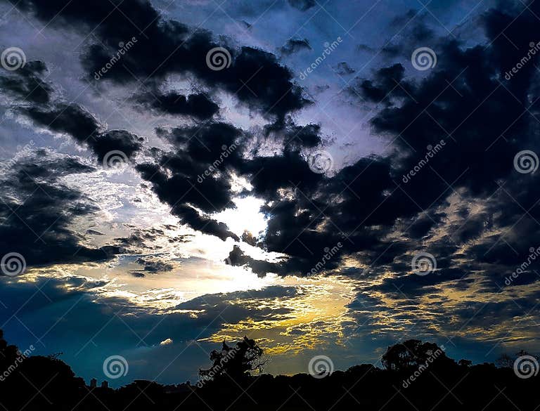Navy Blue Sky. Late Afternoon Stock Image - Image of sunset, night ...