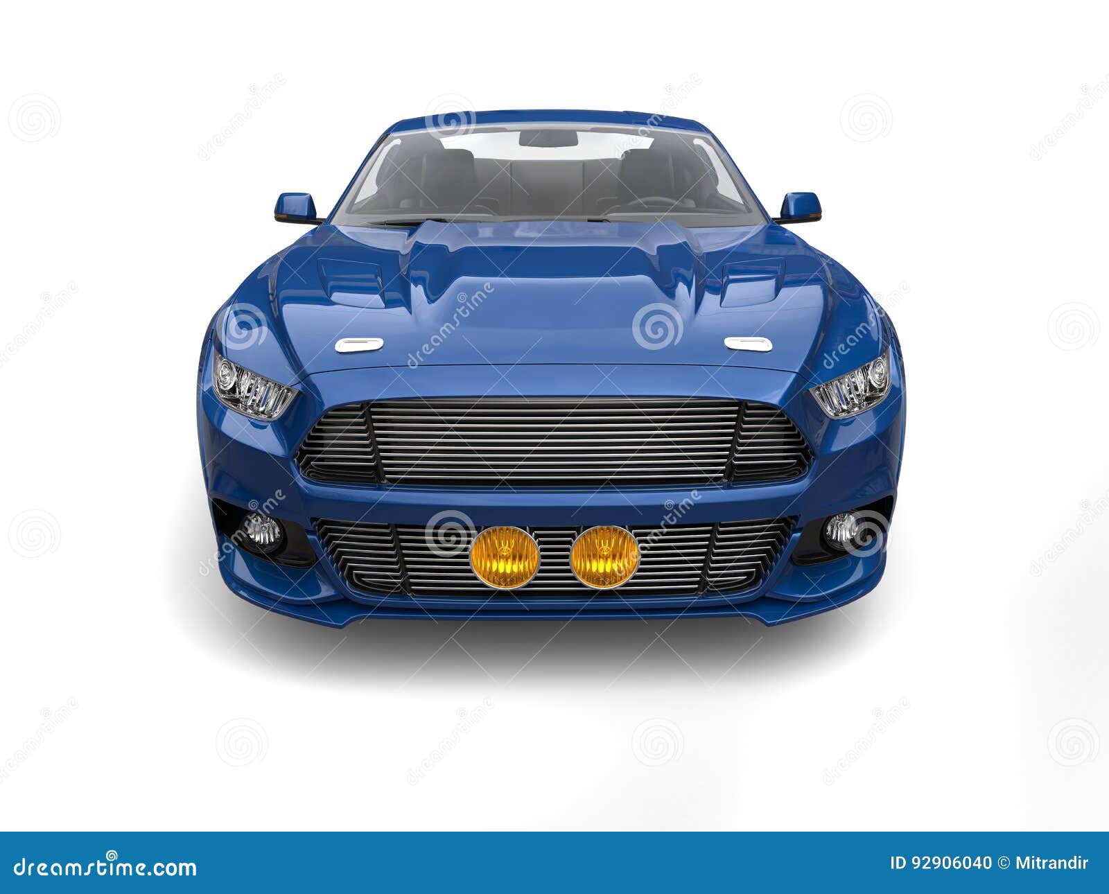 Navy Blue Urban Muscle Car - Front View Stock Illustration ...