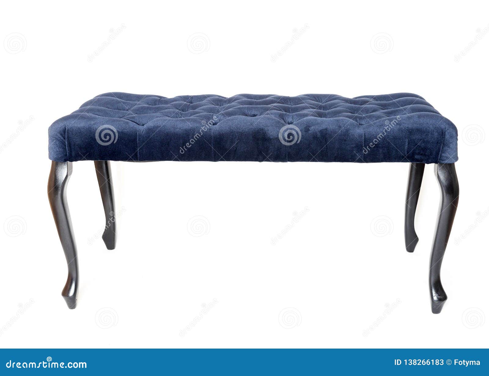 Navy Blue Velvet Bench Isolated on White Stock Image - Image of quilted ...