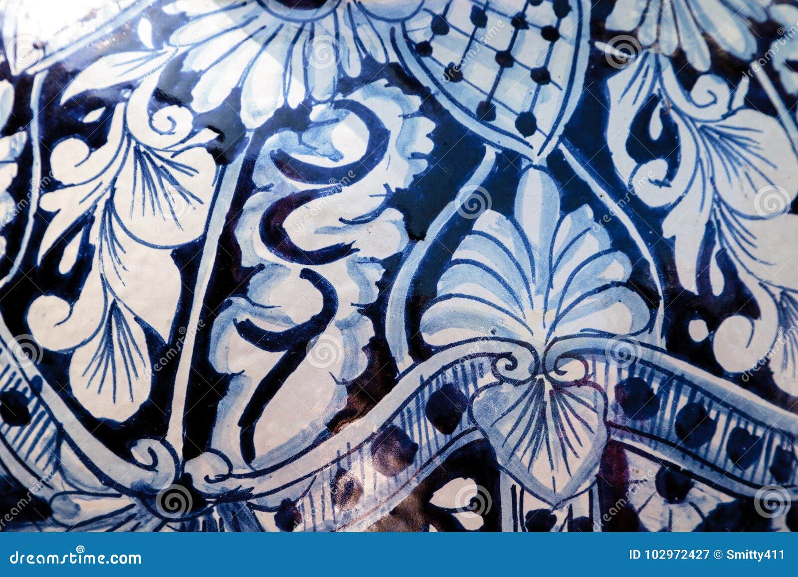 Navy Blue and White Detailed Pottery Pattern Stock Image - Image of ...