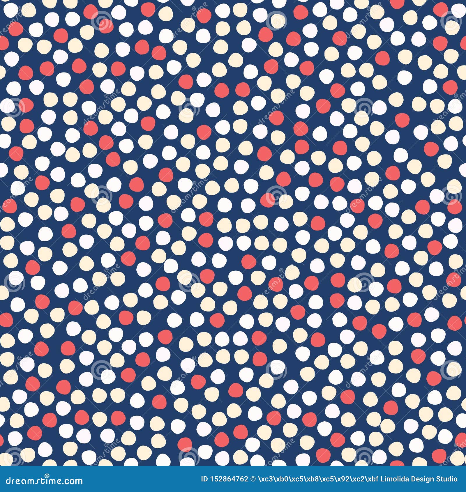 Navy Blue White Polka Dot Circles. Vector Pattern Seamless Background ...