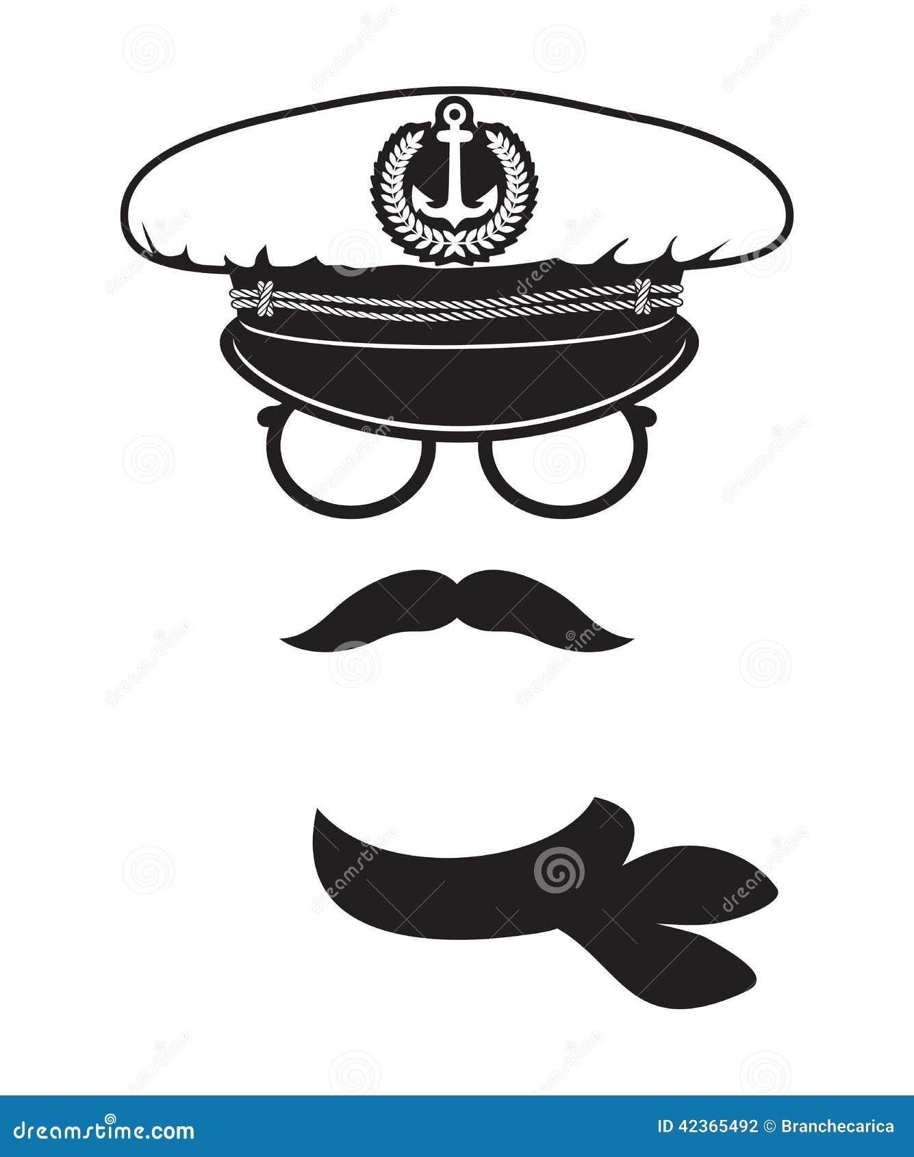 Navy Captain Or Boat Captain Avatar Freehand Seamless Pattern Set ...