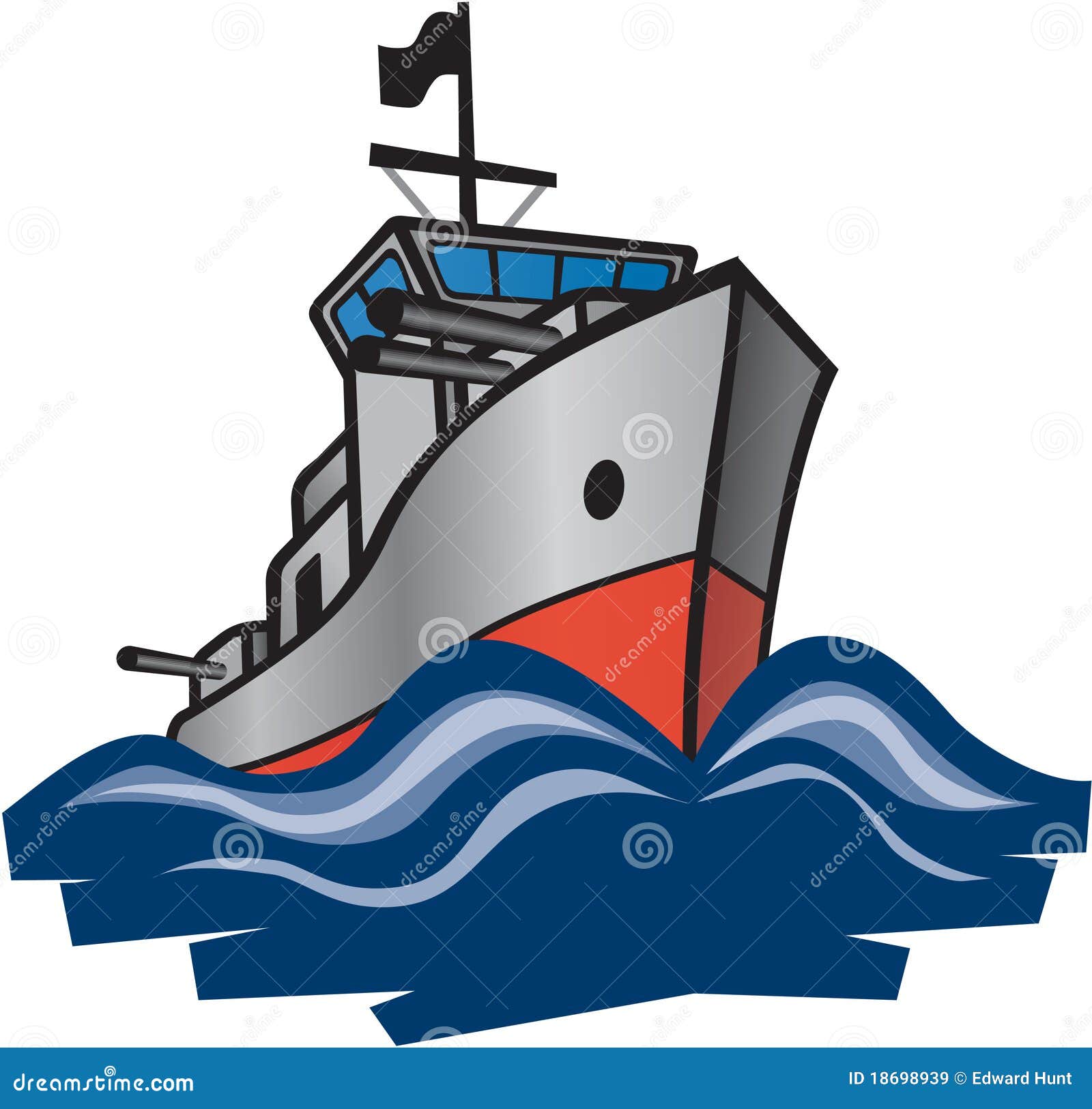 Navy Destroyer stock vector. Illustration of waves, ocean - 18698939