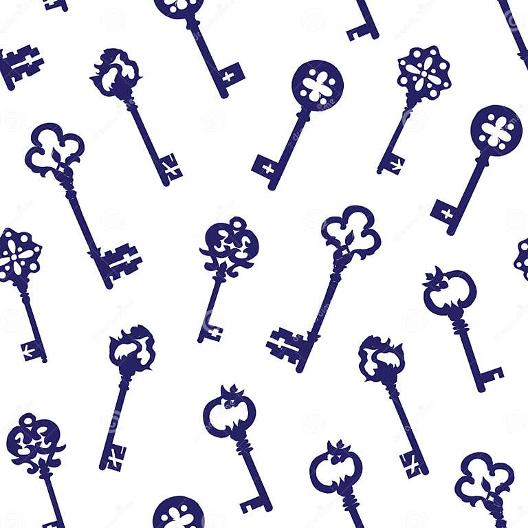 Navy Keys on White Seamless Vector Pattern Stock Vector - Illustration ...