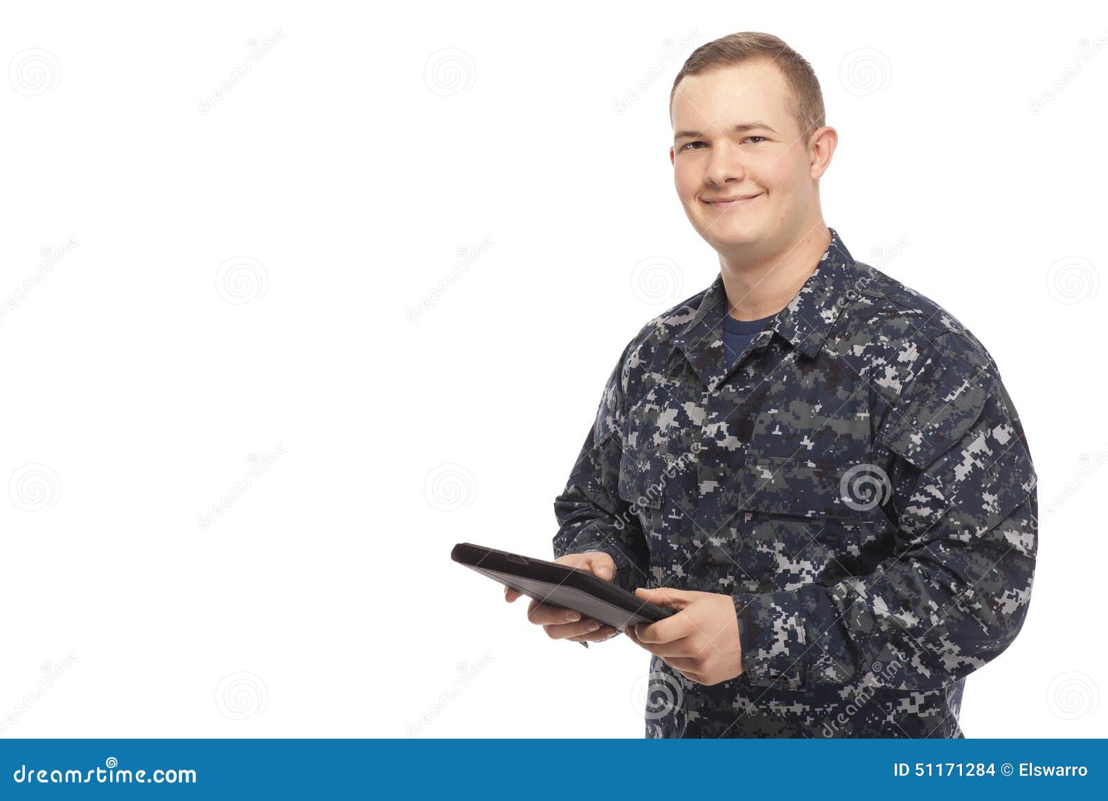 Navy Man with Digital Tablet Stock Photo - Image of connection ...