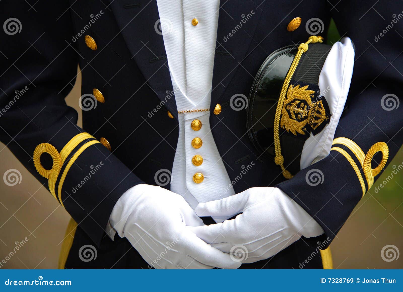 Navy Officer In Summer White Uniform Hold M16 Rifle With Bayonet Stock ...