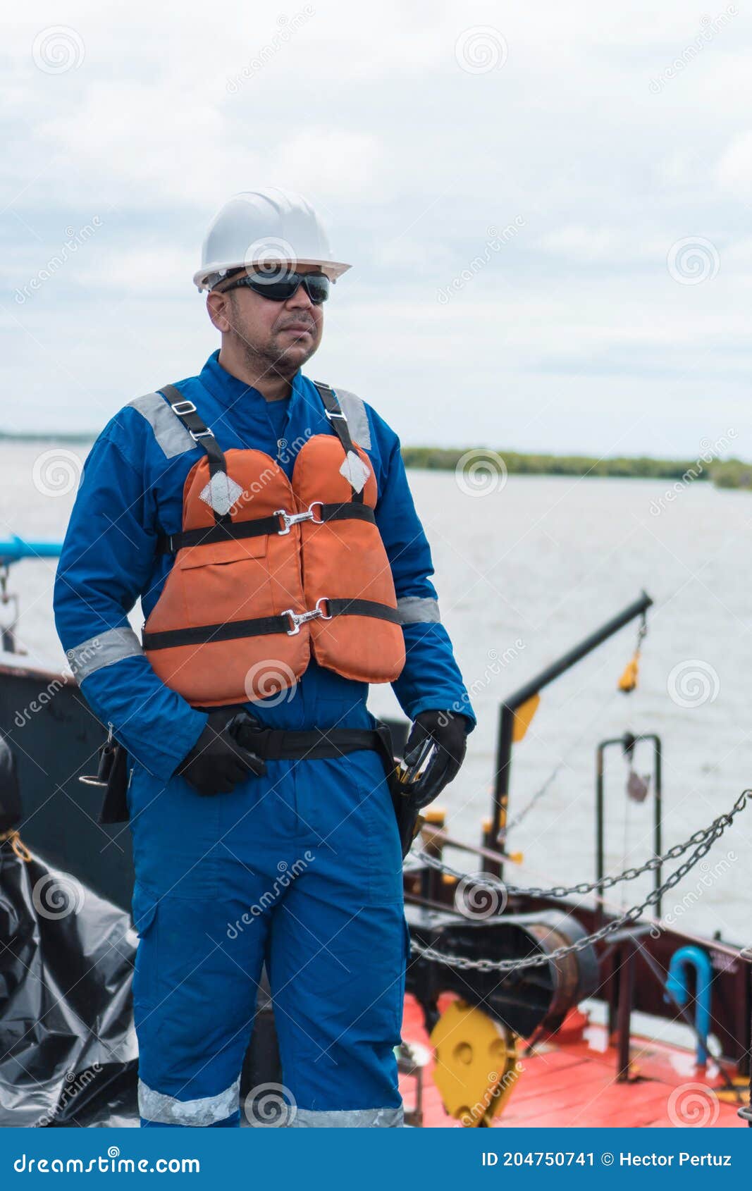 A Navy Officer or Technician Standing at Sea. Work at Sea Stock Image ...