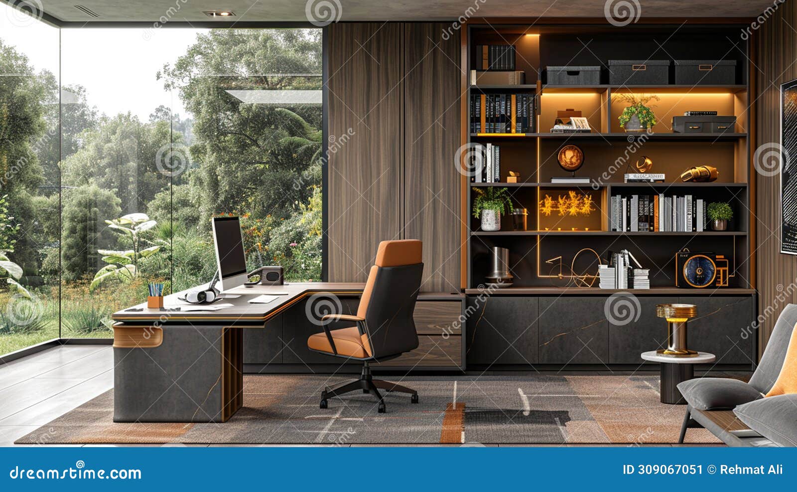 Navy and Orange Office Zoom Virtual Background 3d Render Stock ...