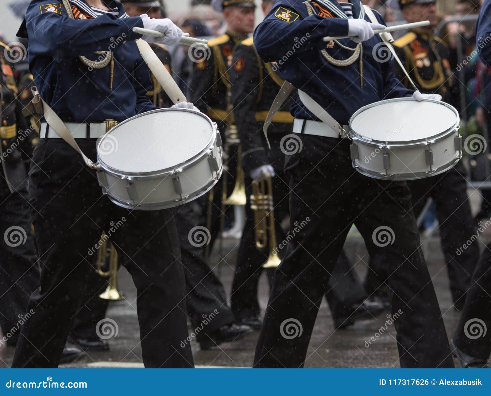 Navy Orchestra Participate in Parade. Stock Photo - Image of drum ...
