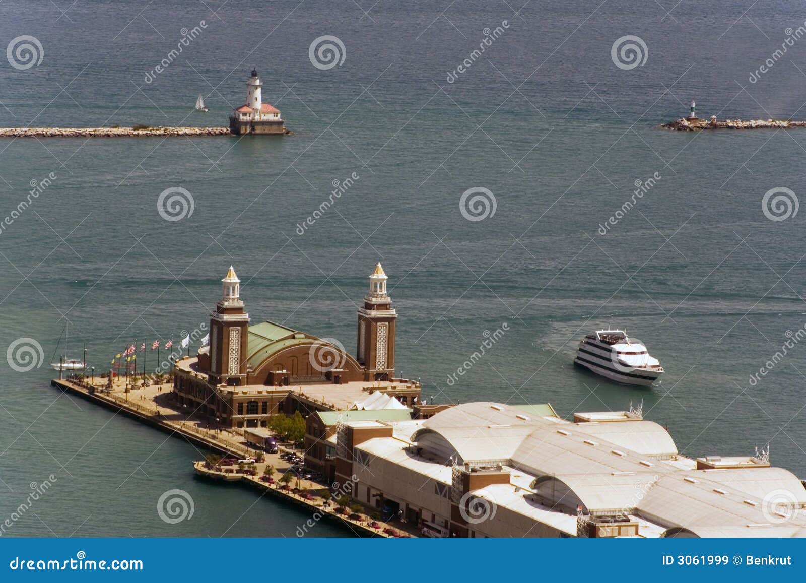 Navy Pier and Lighthouse stock image. Image of building - 3061999