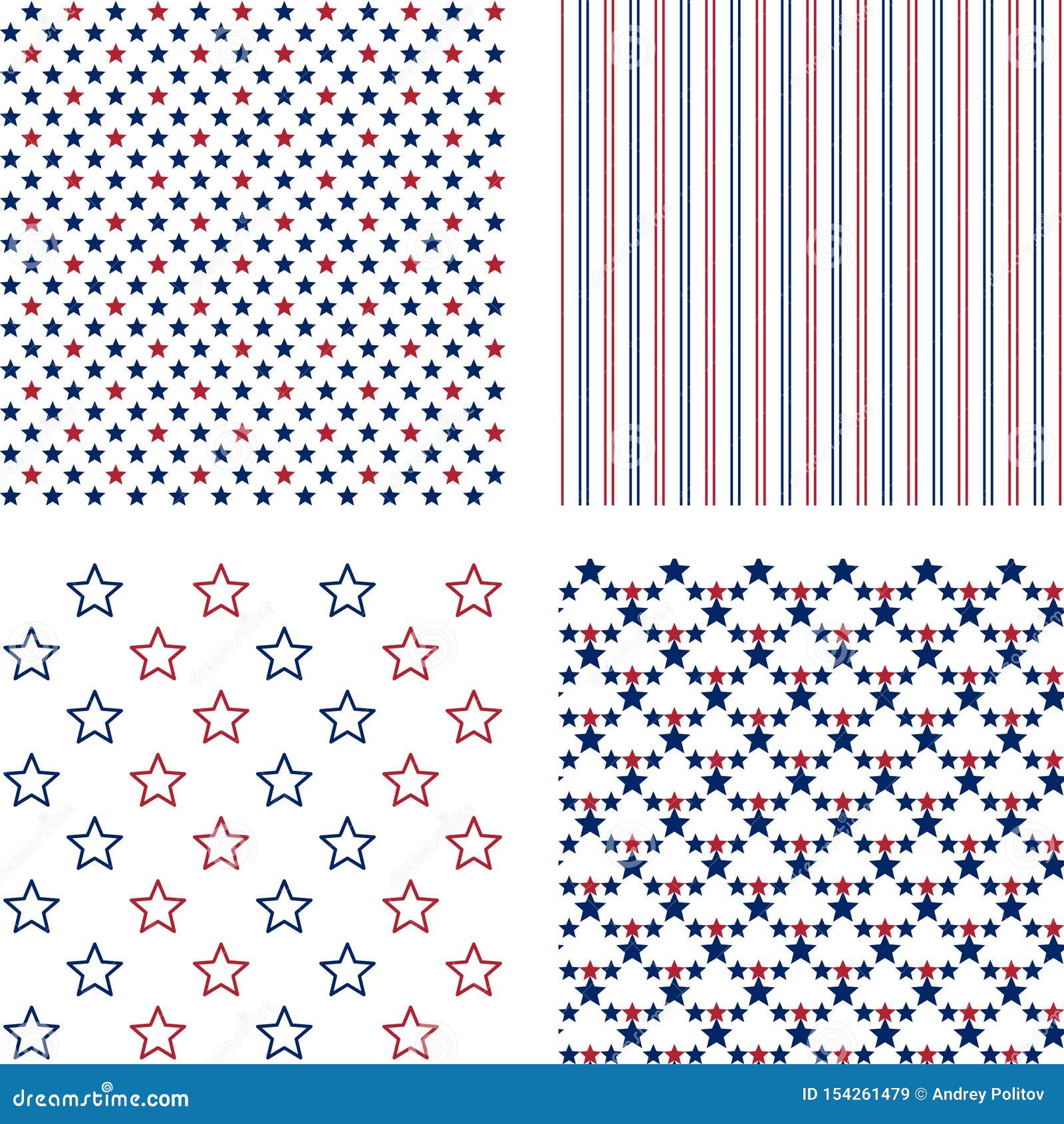 Navy and Red Stars and Stripes, Vector Seamless Patterns Stock Vector ...