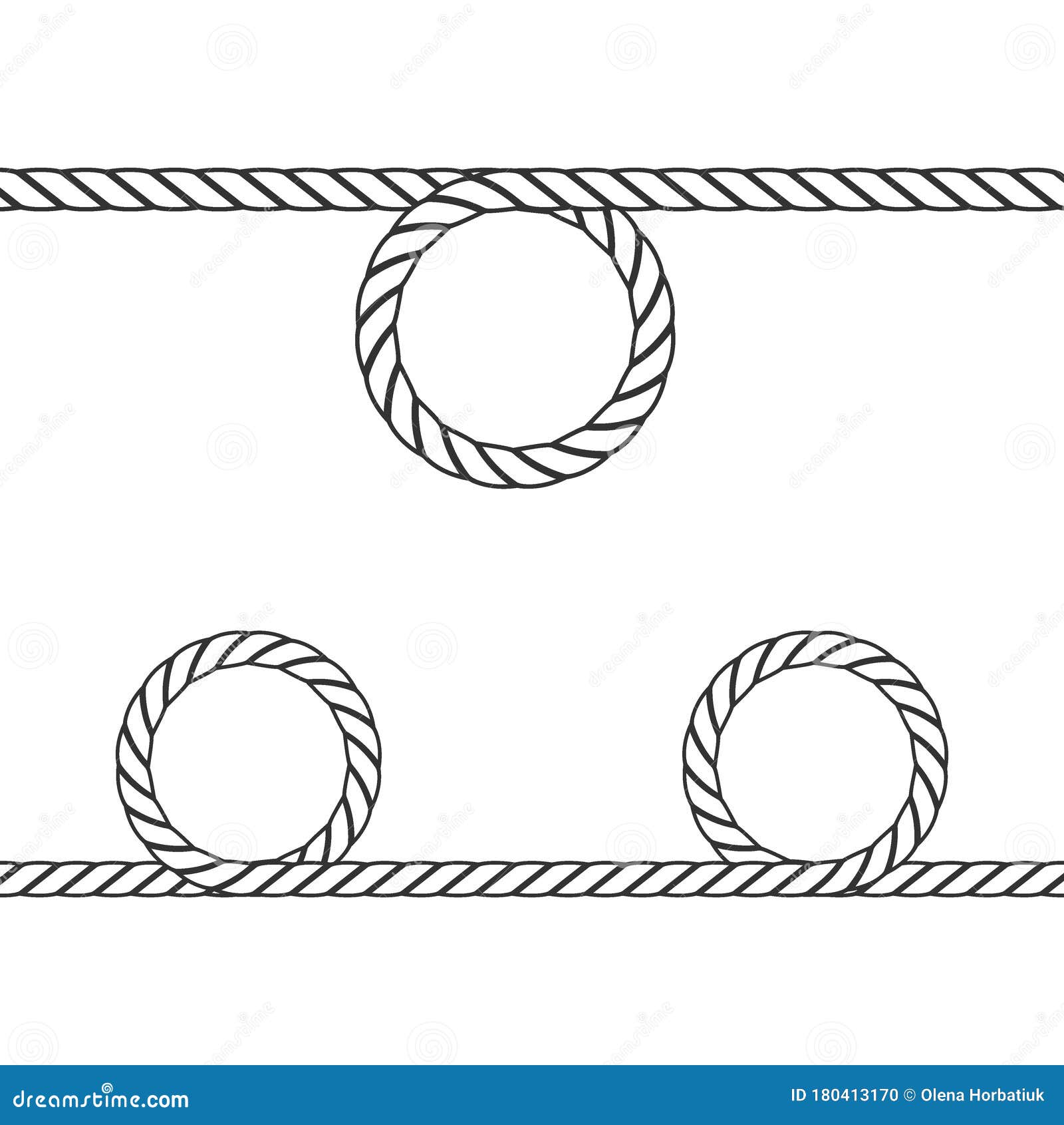 Navy Rope and Marine Knots Striped Seamless Pattern in Blue and White ...