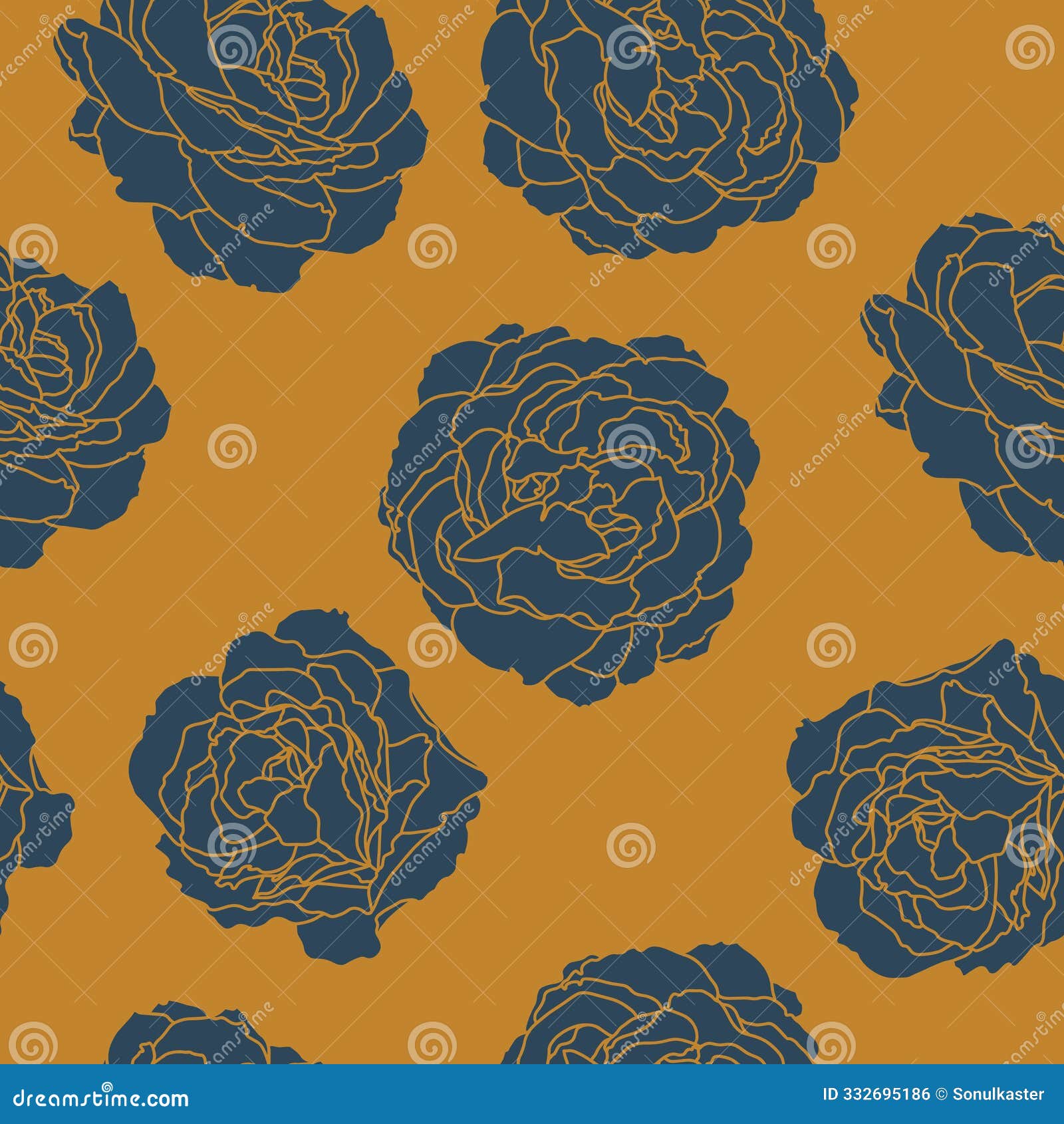 Navy Roses on Orange Background Stock Vector - Illustration of digital ...