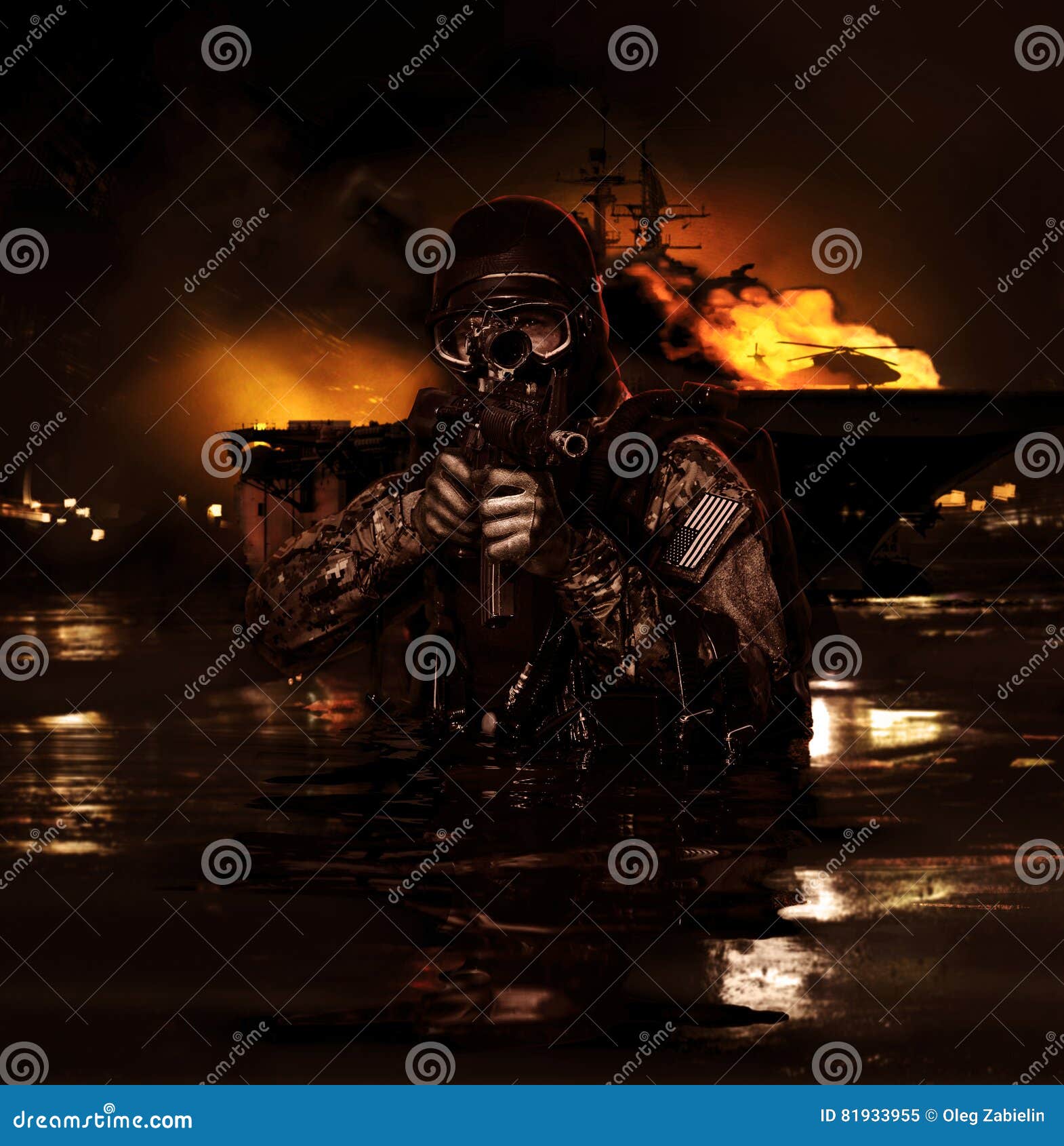 Navy SEAL frogman stock image. Image of infantry, soldier - 81933955