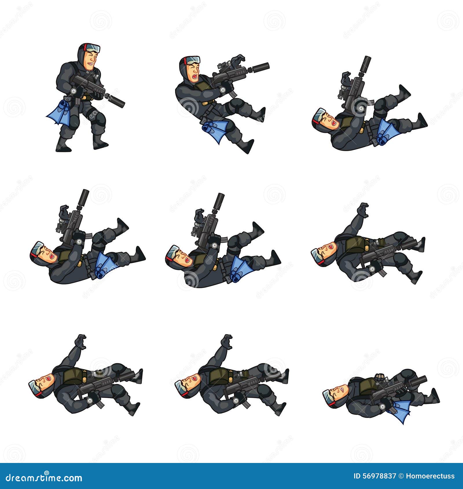 Navy Seal Game Animation Sprite Stock Vector Illustration Of