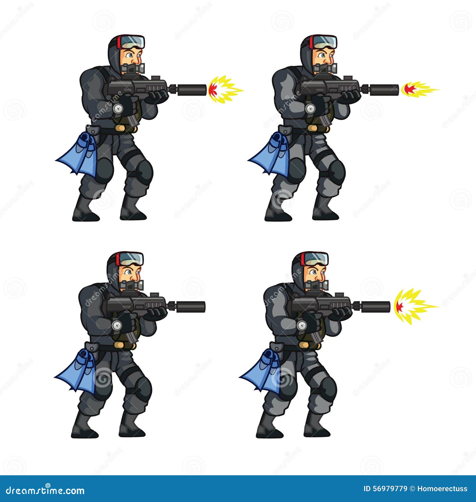 Commando Crouching Game Sprite Vector Illustration | CartoonDealer.com ...