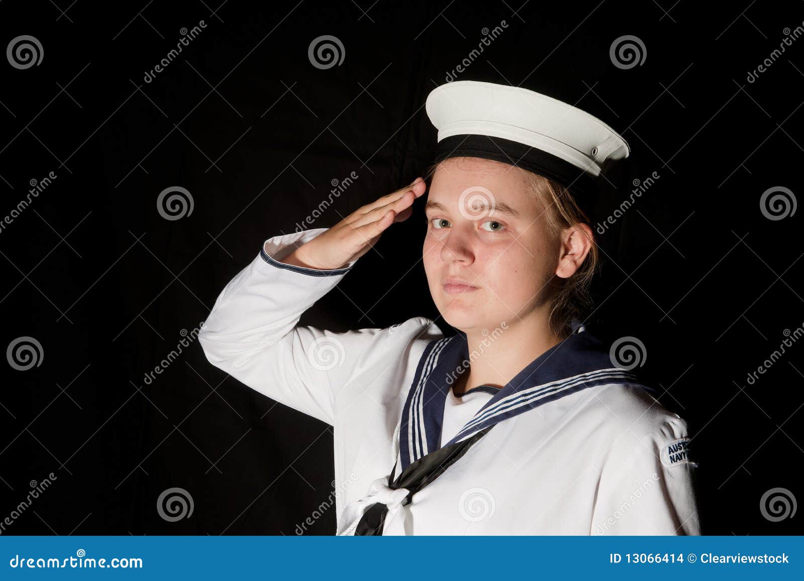 Navy Seaman Saluting on Black Stock Photo - Image of teenager, white ...