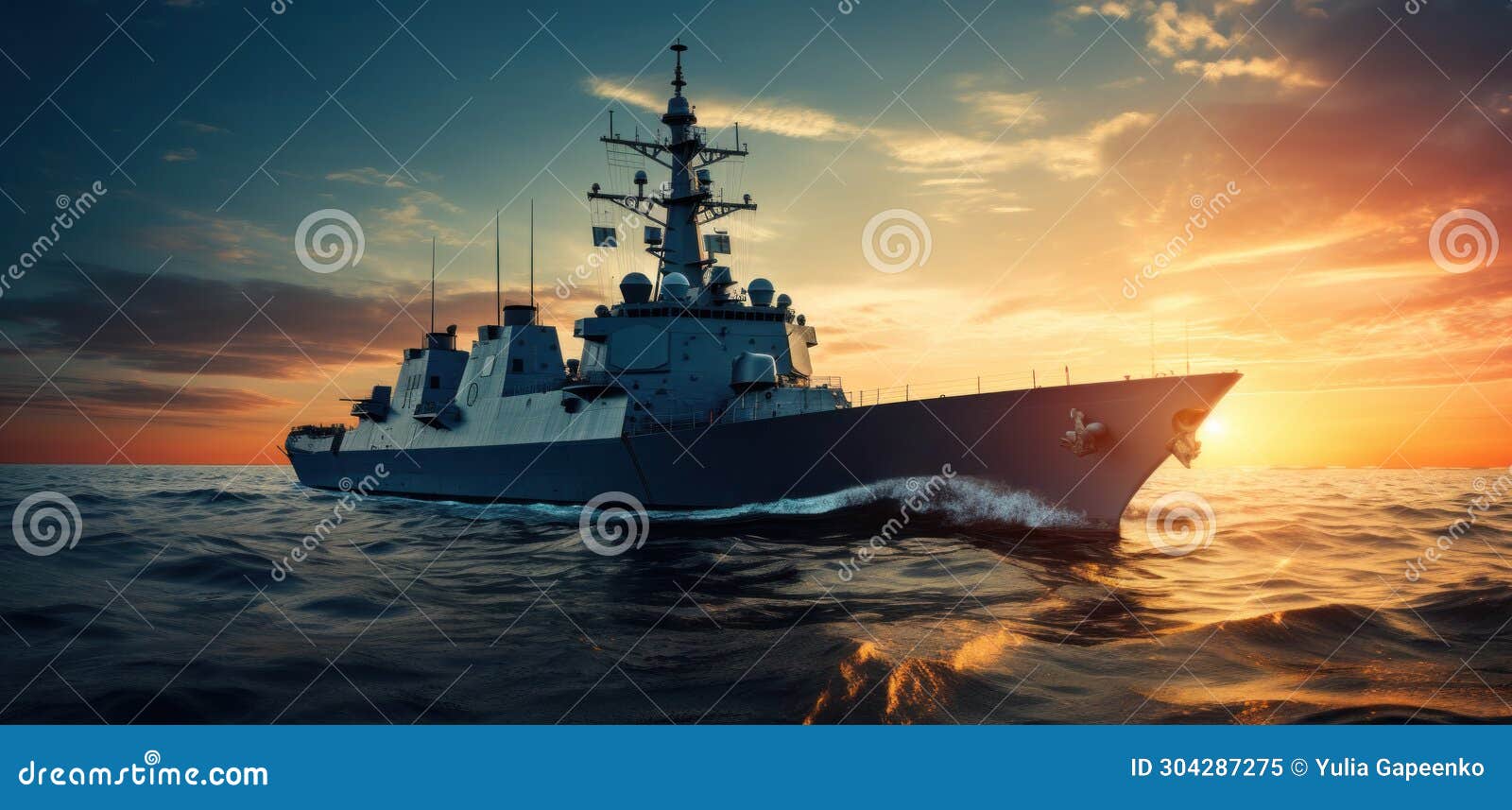 Navy Ship in the Ocean on a Sunset Stock Image - Image of nautical ...