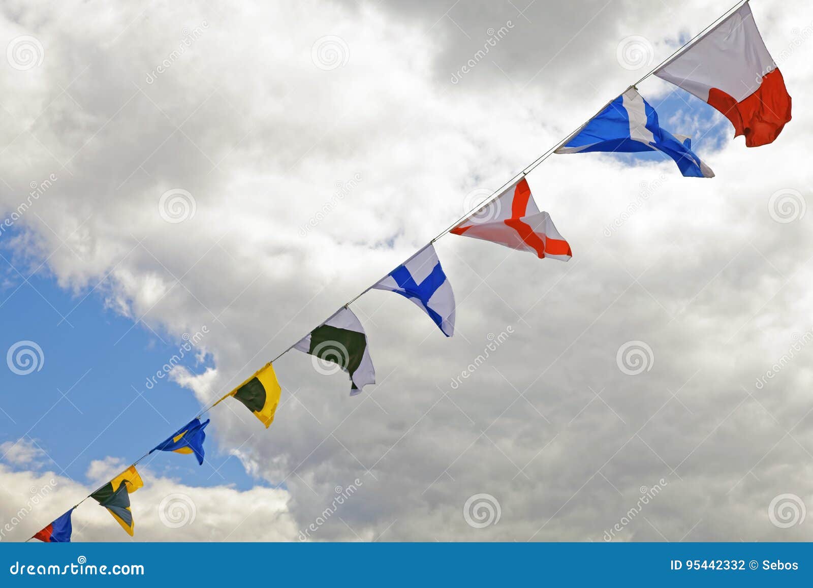 Navy Ship Signal Flags Against Clouds. Stock Photo - Image of sail ...