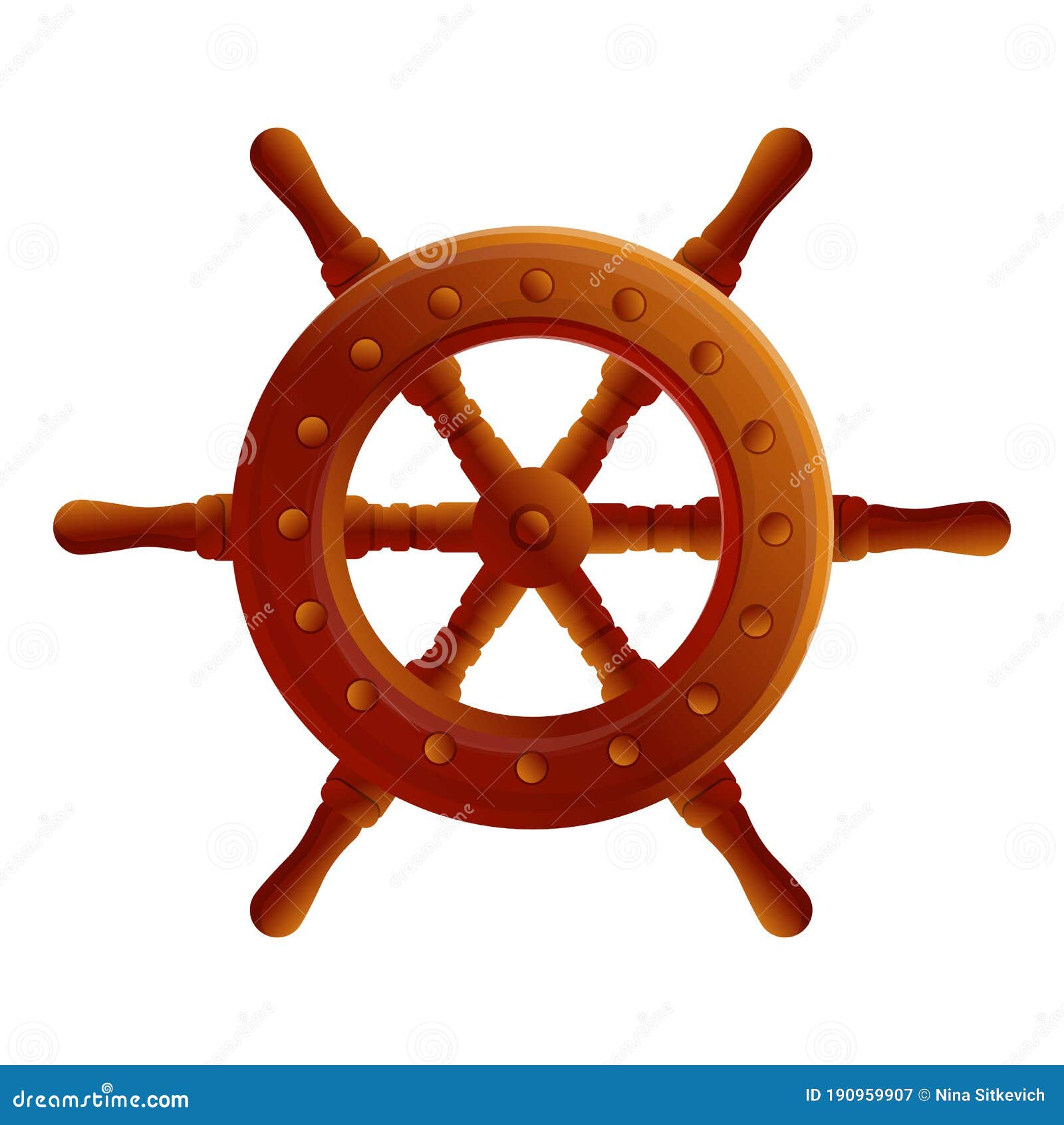 Navy Ship Wheel Icon, Cartoon Style Stock Vector - Illustration of ...