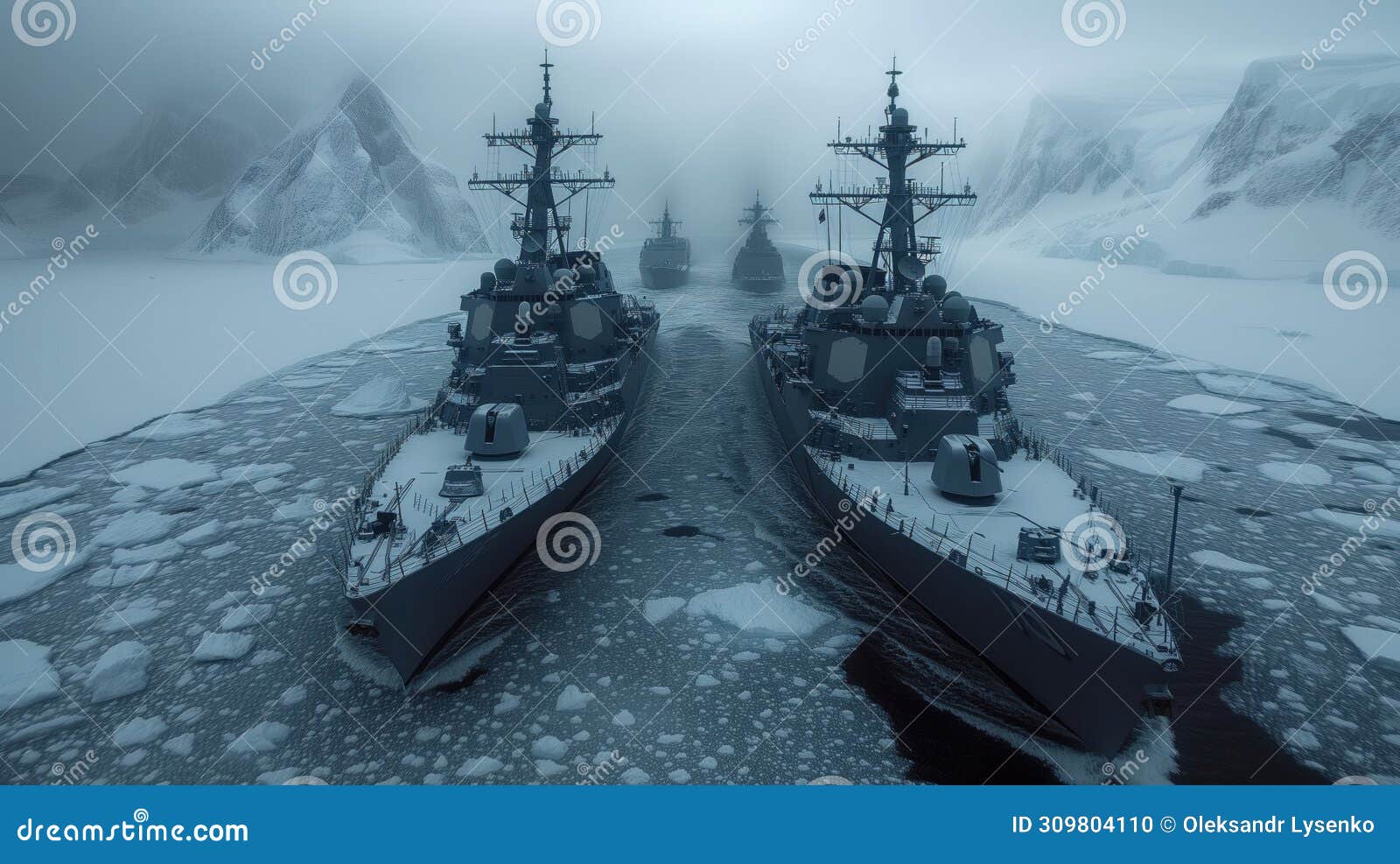 Navy Ships in the Arctic Ocean Stock Illustration - Illustration of ...