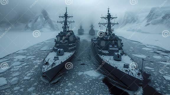 Navy Ships in the Arctic Ocean Stock Illustration - Illustration of ...