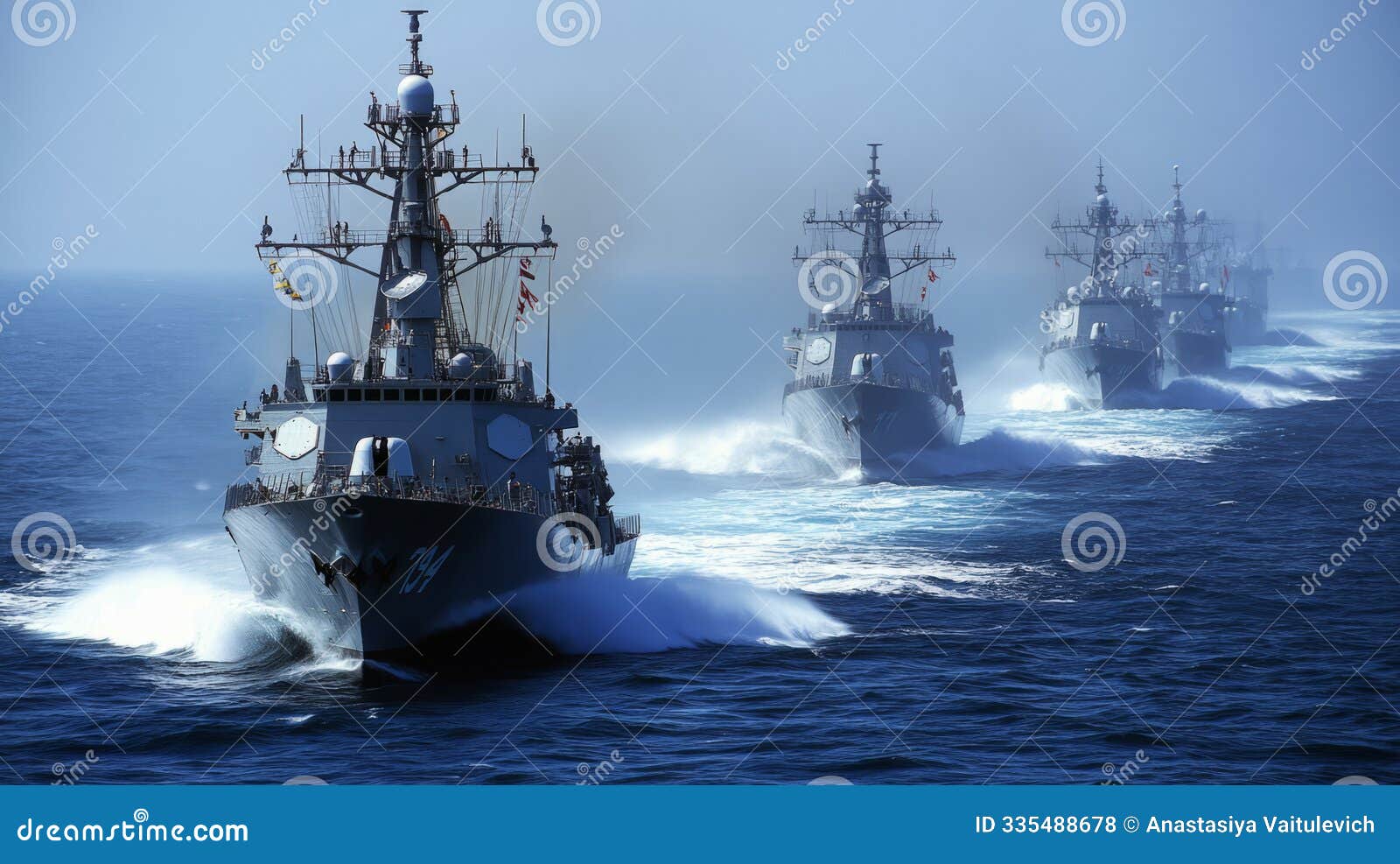 Navy Ships Coordinate Maneuvers during Training Exercise on Navy Day in Ocean Waters Stock Photo ...