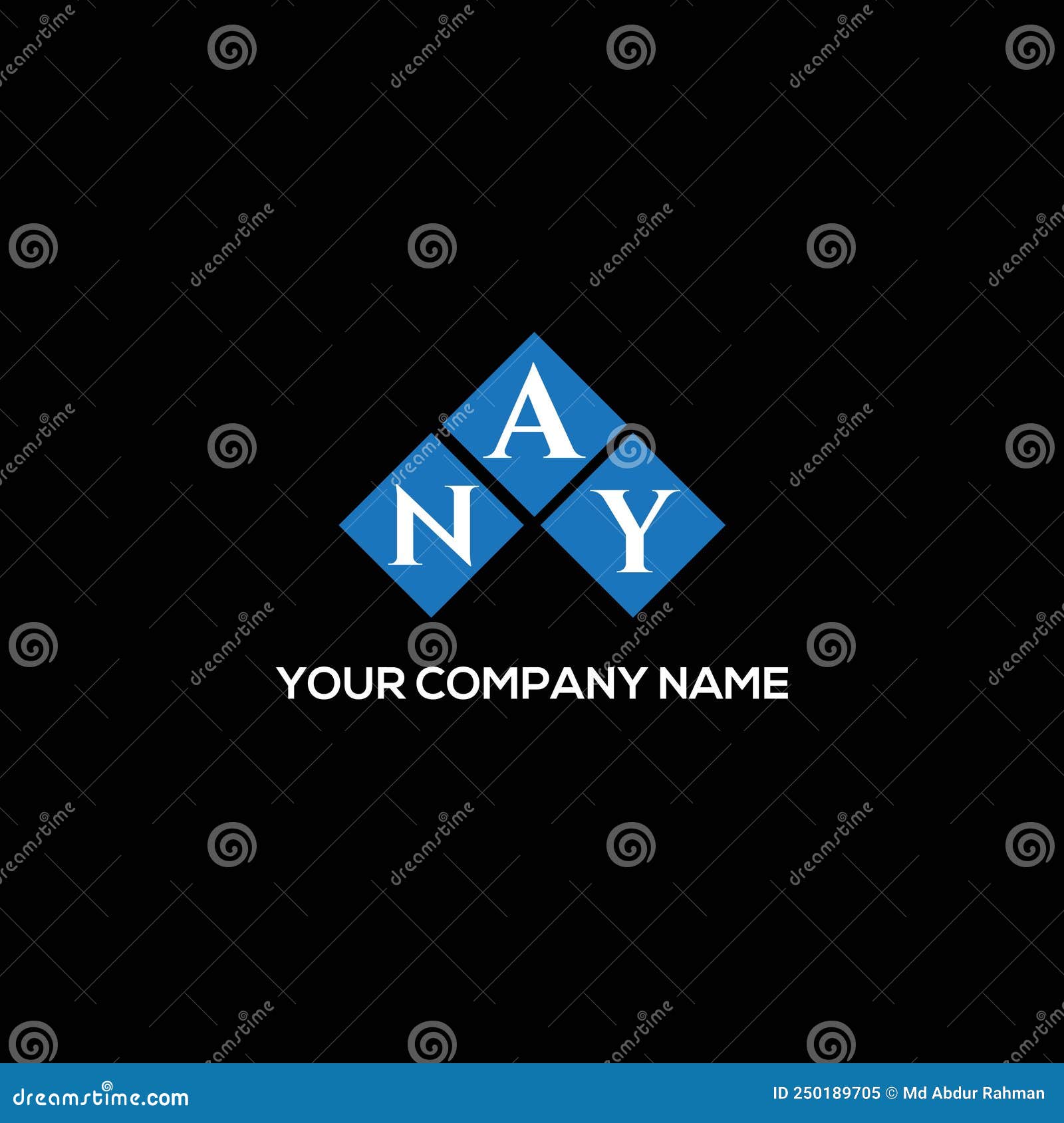 NAY Letter Logo Design on BLACK Background. NAY Creative Initials ...