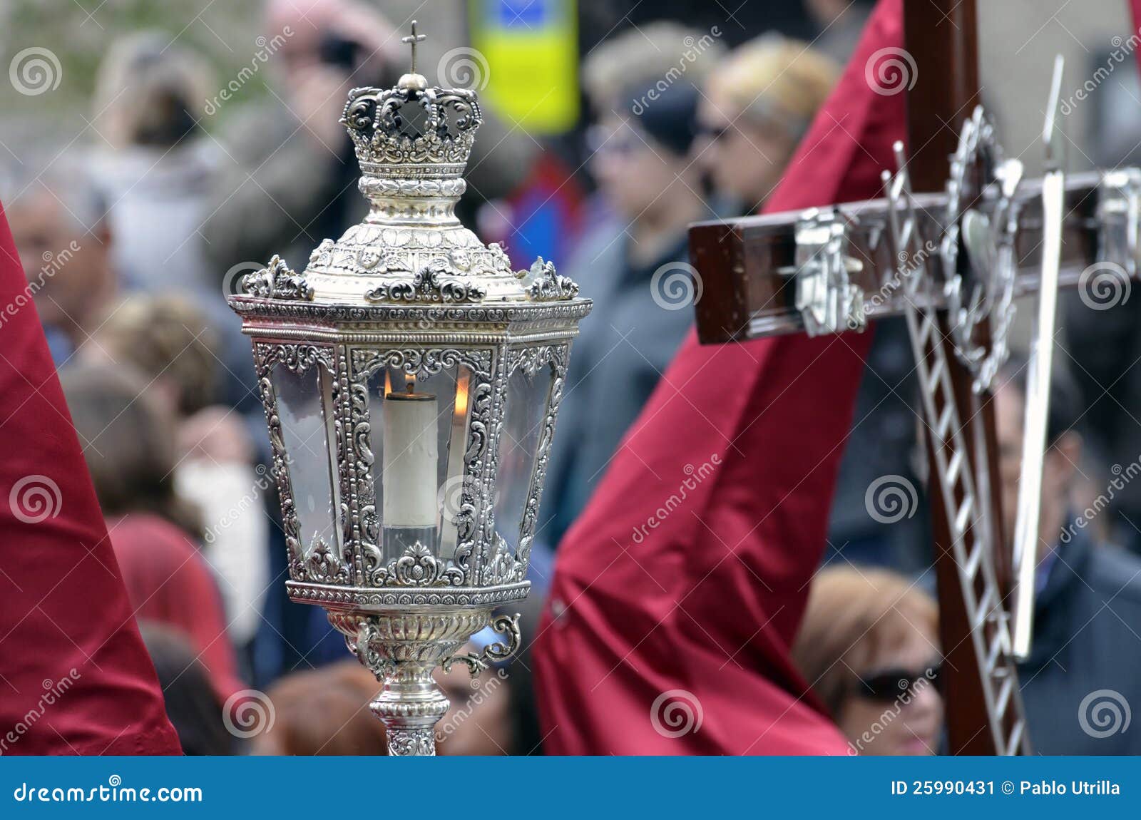Nazarene Wearing A Capirote And Carrying A Cross Stock Image ...