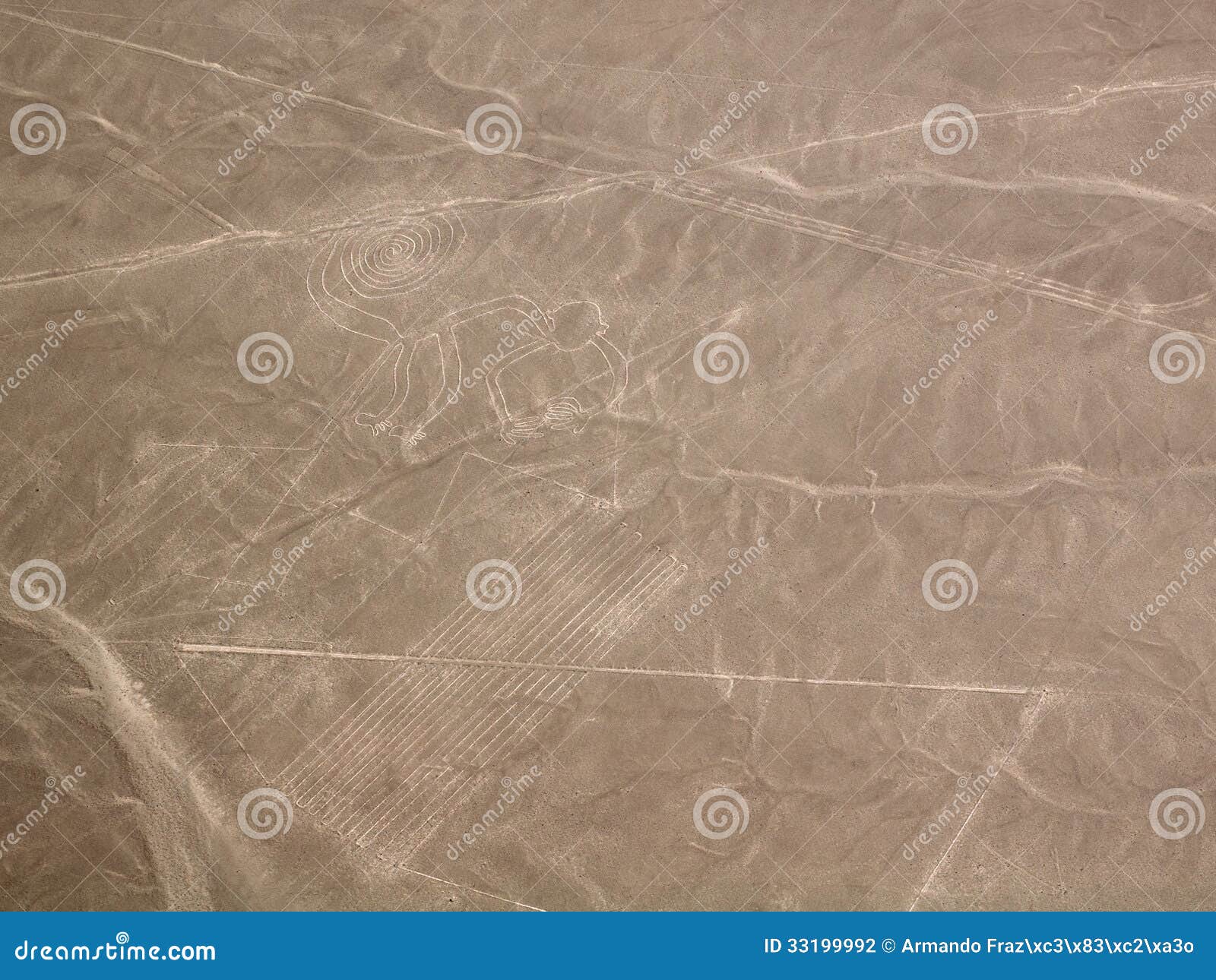Nazca Lines Monkey stock photo. Image of peru, desert - 33199992