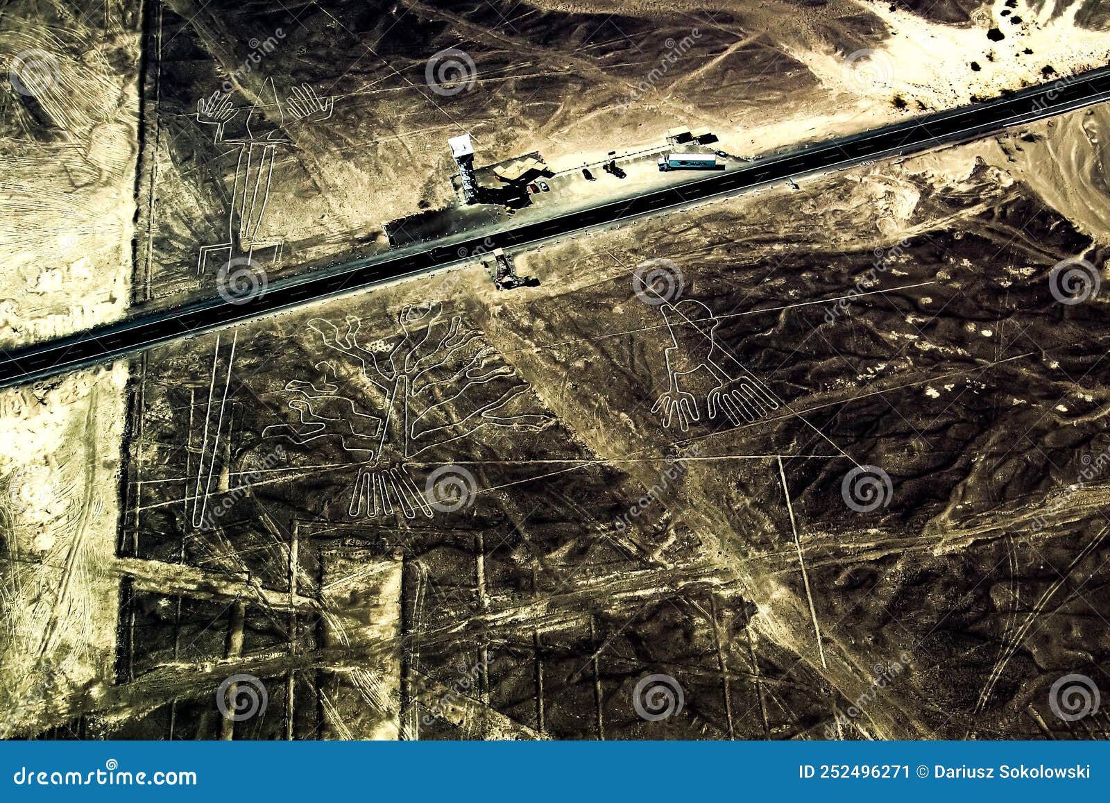 Nazca Lines in Peru: the Tree, the Hands, the Lizard Stock Image ...