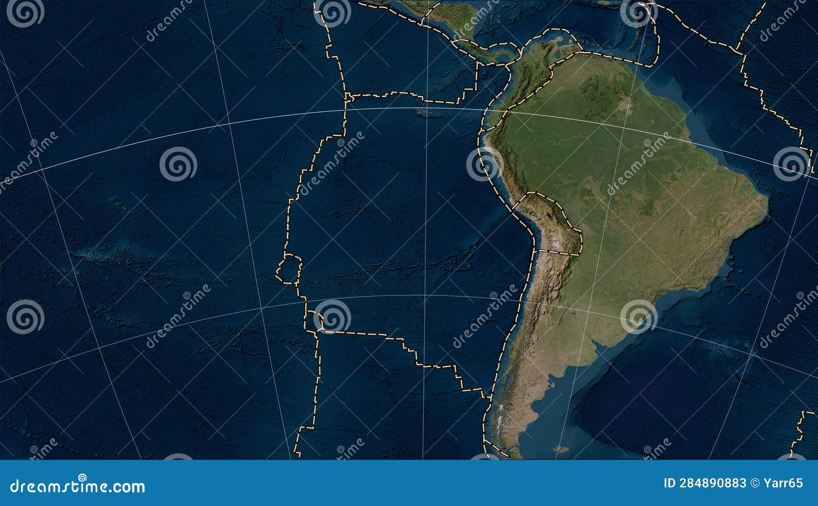 Nazca Plate - Boundaries. Satellite Map Stock Illustration ...