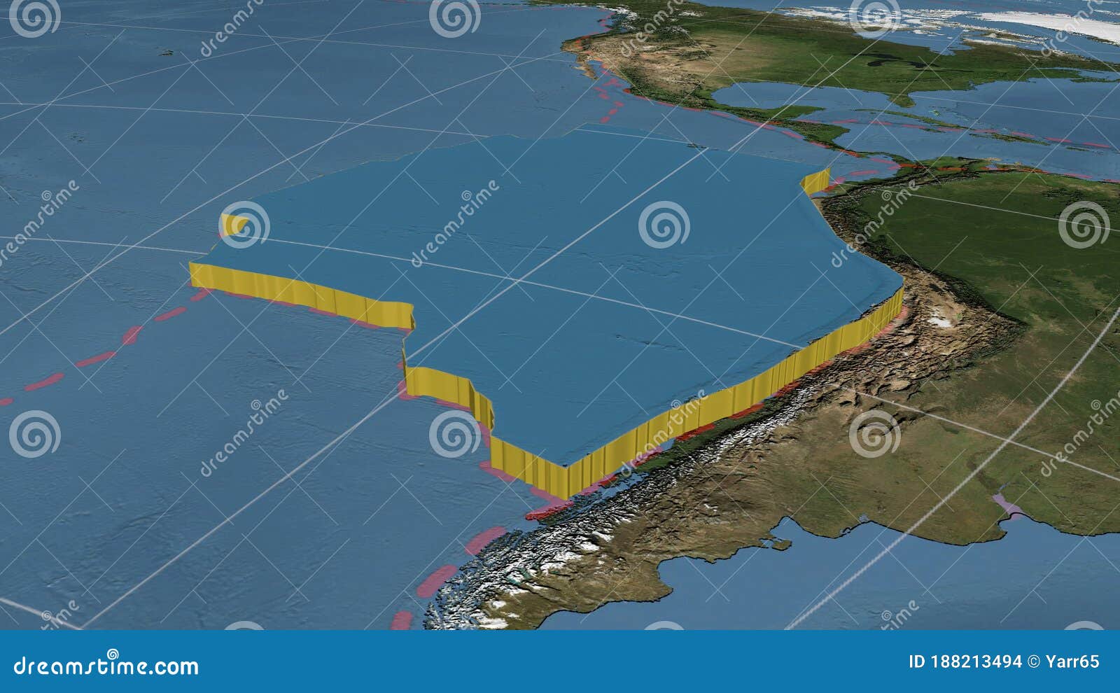 Nazca Plate Enlarged and Extruded - Satellite Stock Illustration ...